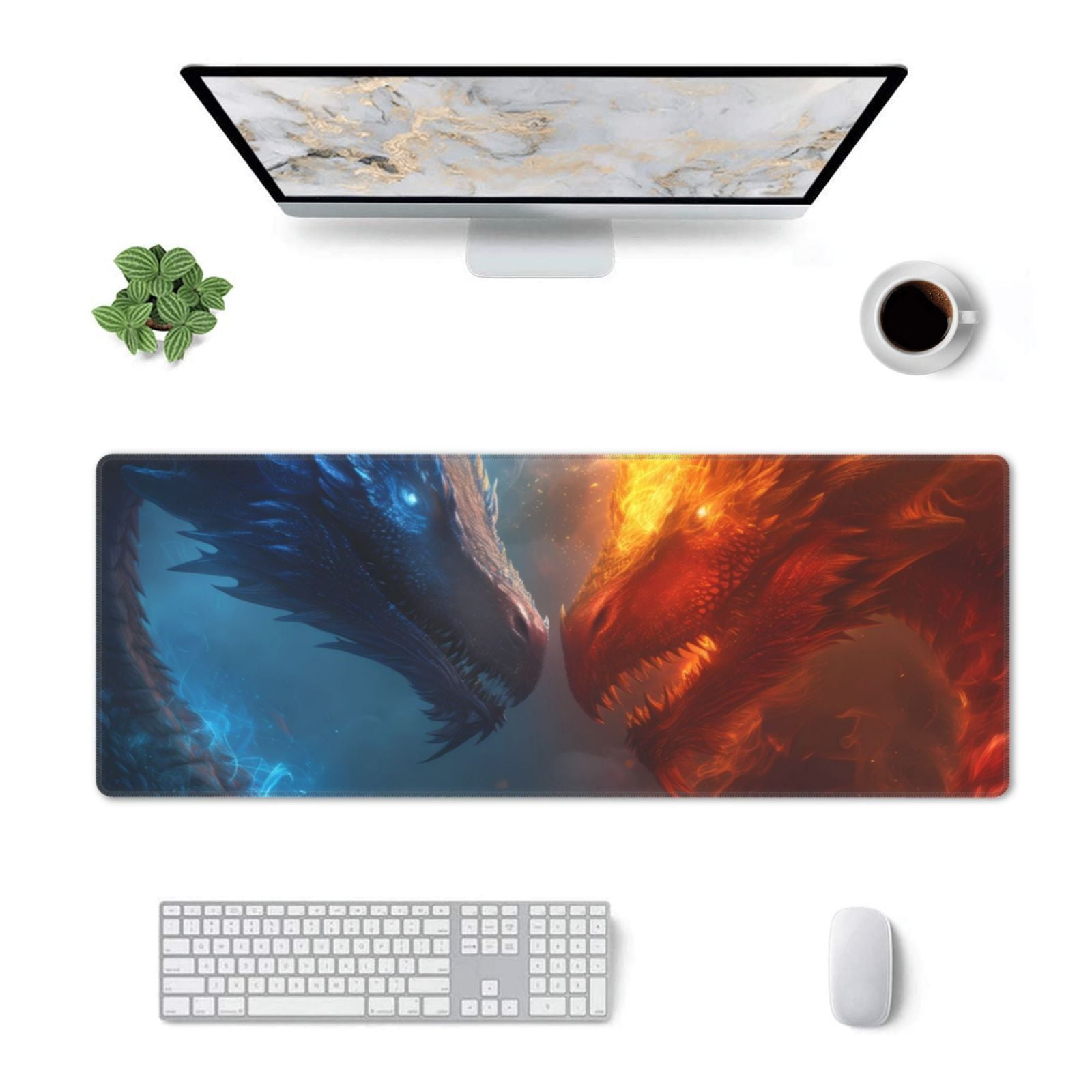 Xecao Red And Blue Fire Dragon E for Mouse Pad - Waterproof Extended ...