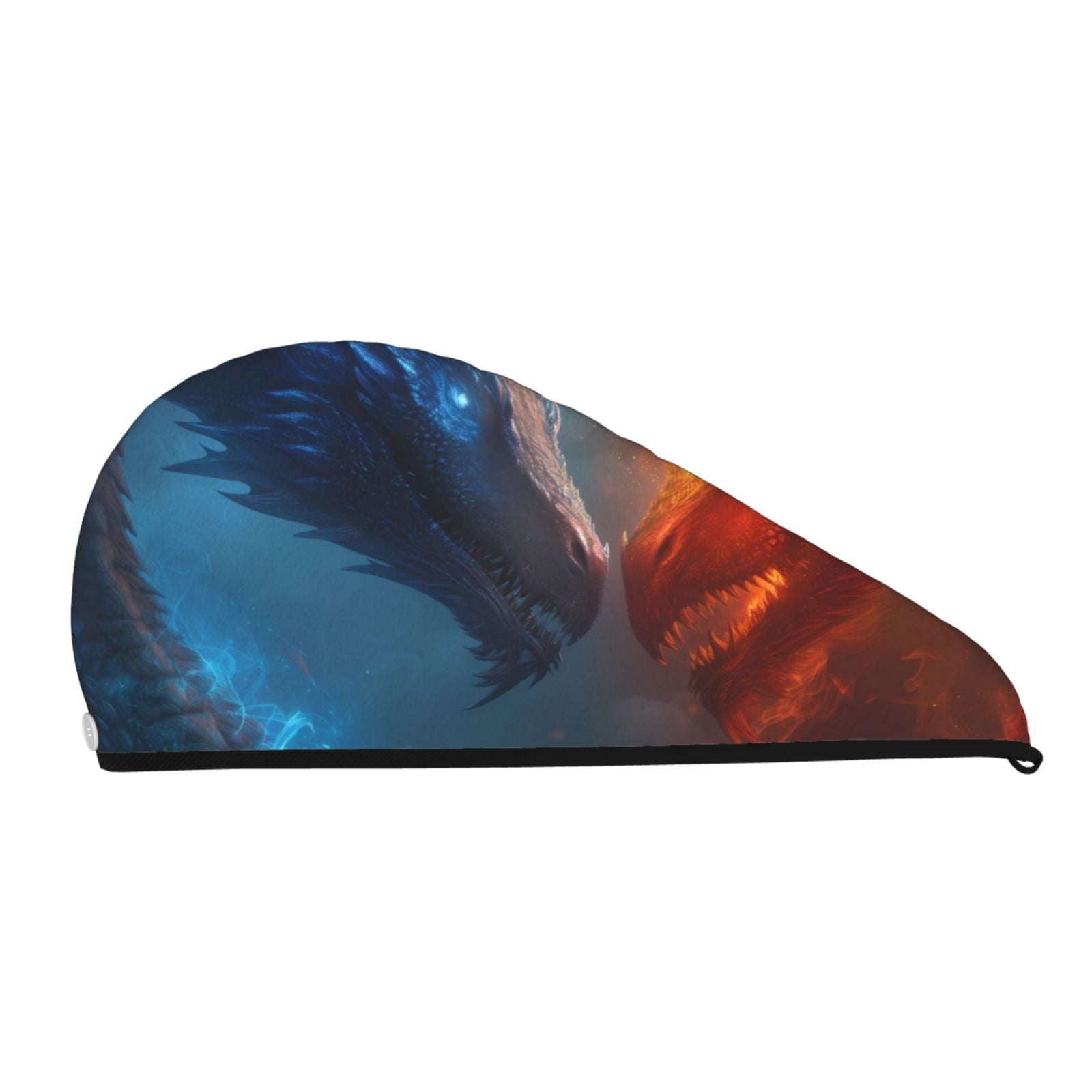 Xecao Red And Blue Fire Dragon E Print Hair Towel, Hair Turbans for Wet ...