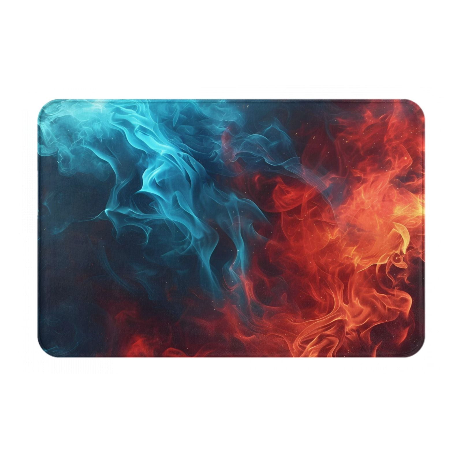 Xecao Red And Blue Fire print Flannel Mat: Non-slip, 16x24in. Ideal for ...