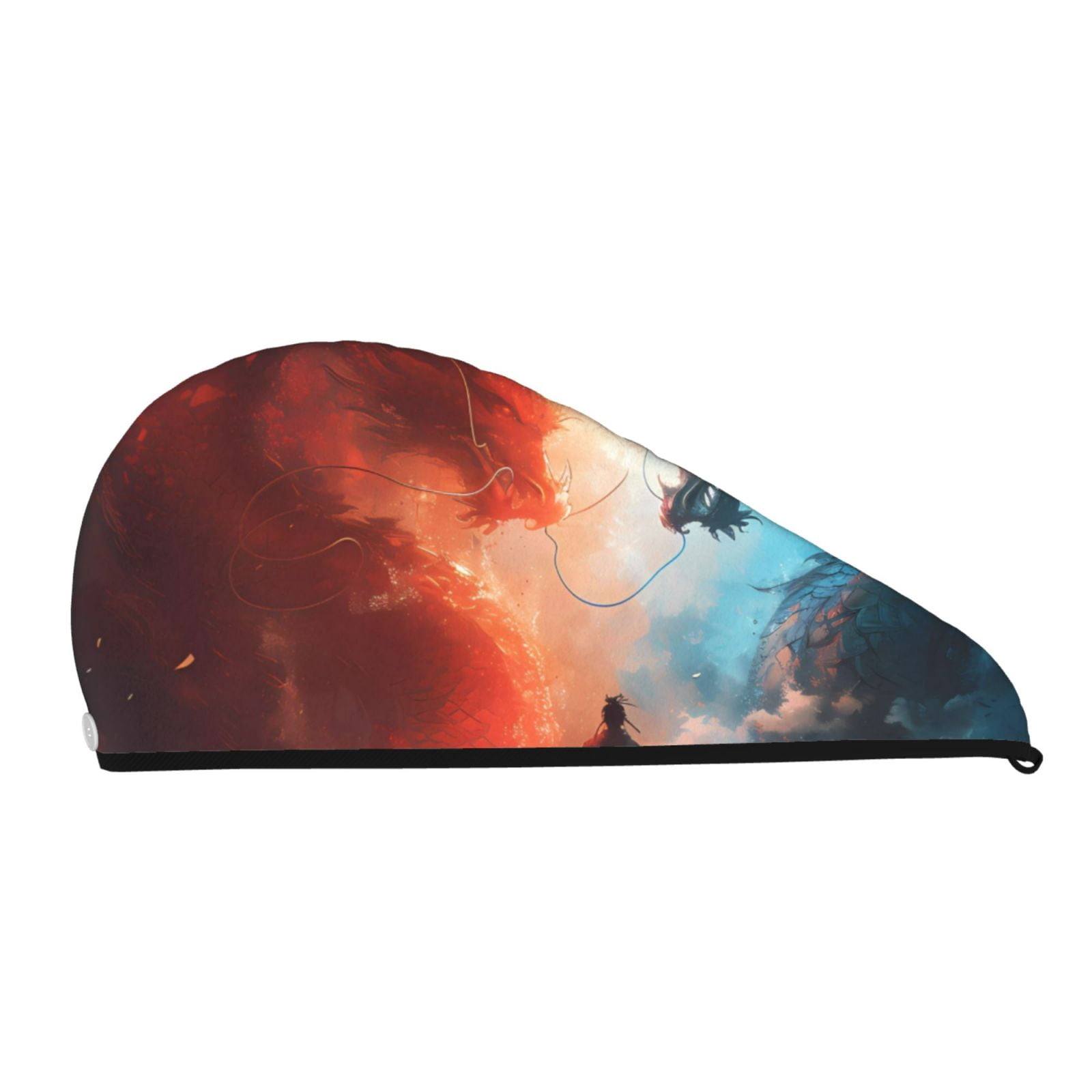 Xecao Red And Blue Sky Dragon Print Hair Towel, Hair Turbans for Wet ...