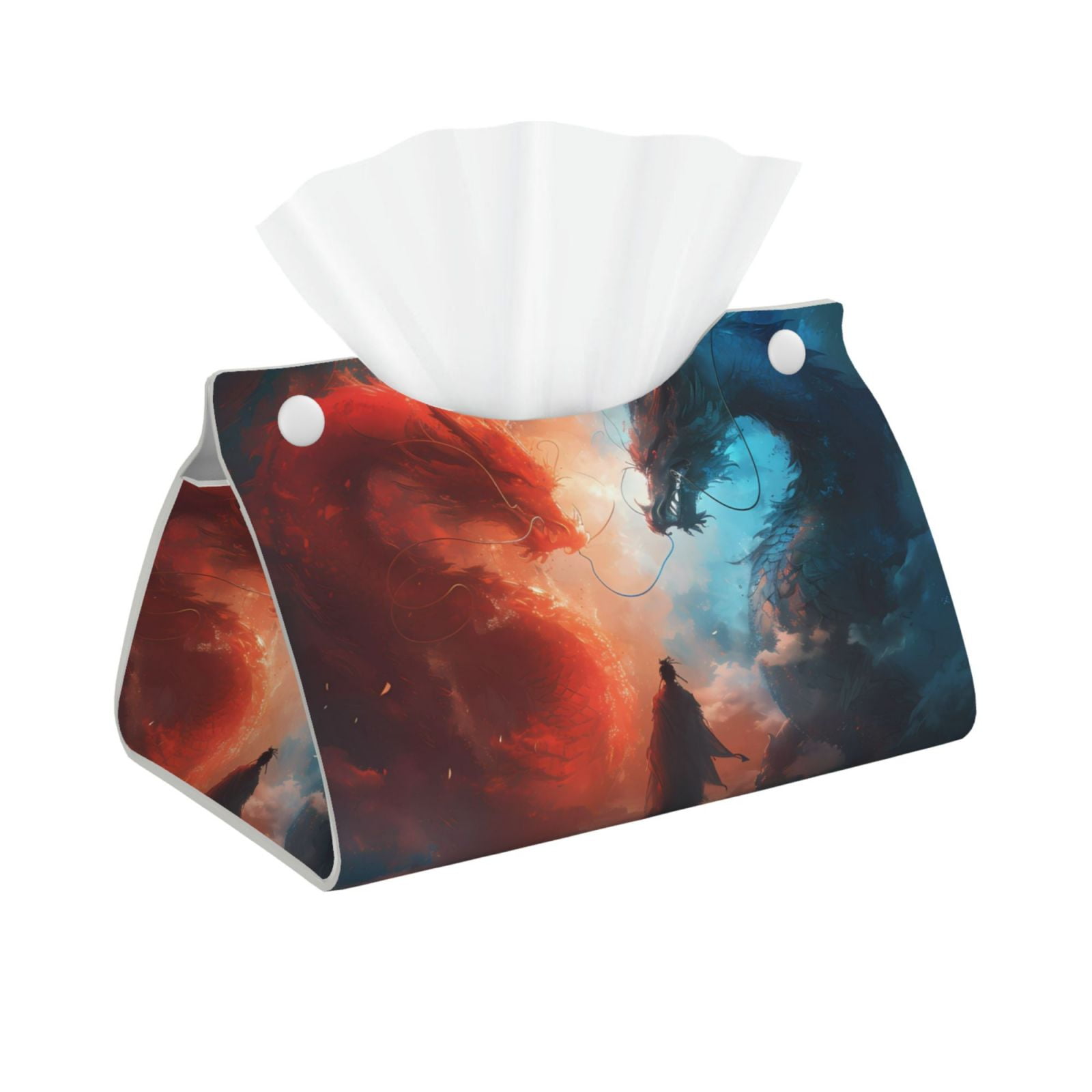 Xecao Red And Blue Sky Dragon Print Tissue Box Cover,Modern PVC Leather ...