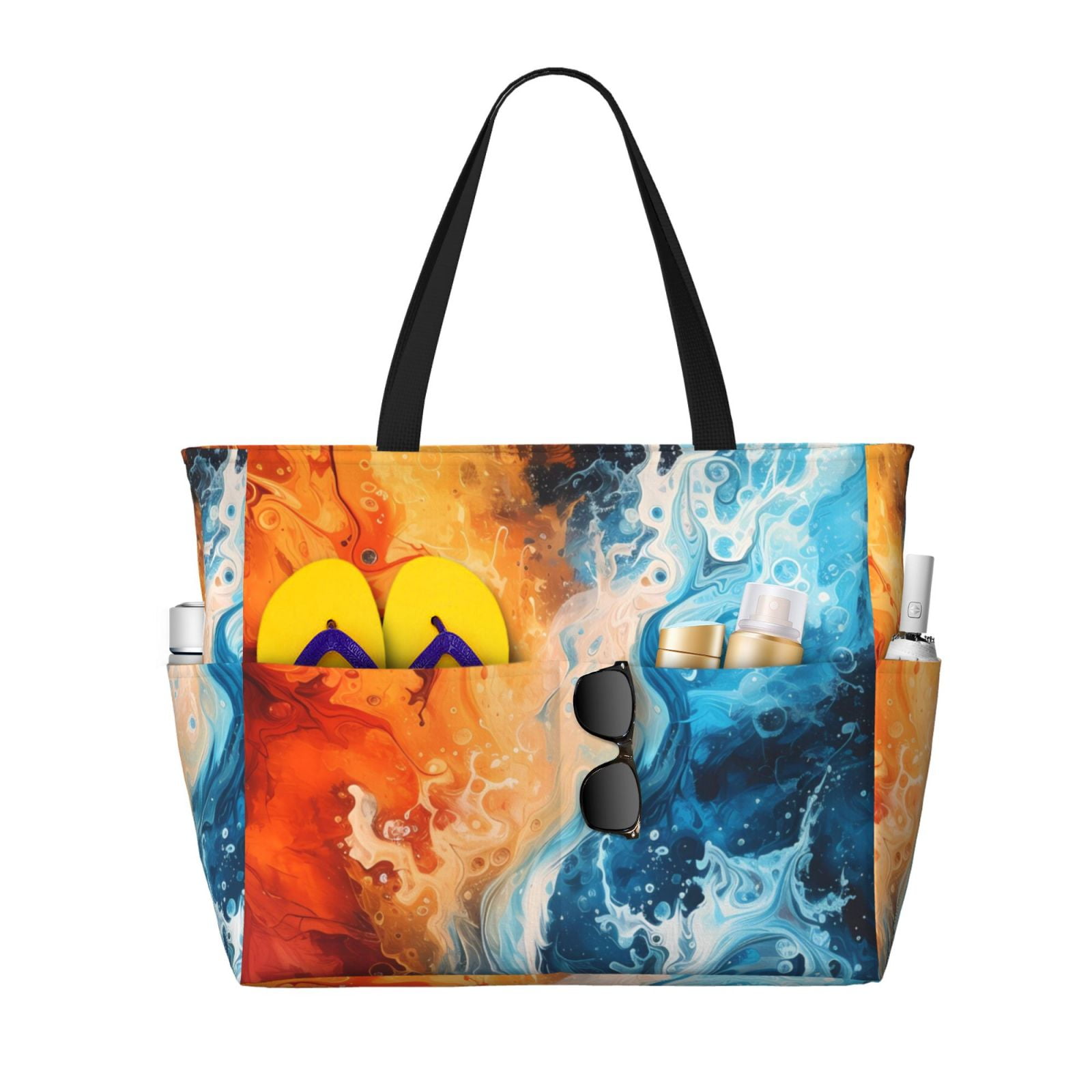 Xecao Red And Blue Waves for versatile beach bag for women includes ...