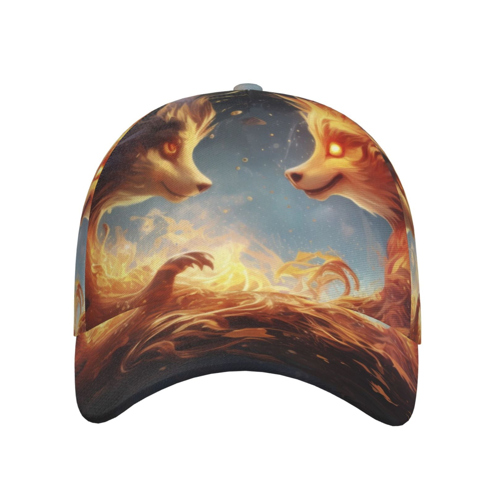 Xecao Red And Gray Flame Fox for Baseball Cap: Unisex, crafted from ...