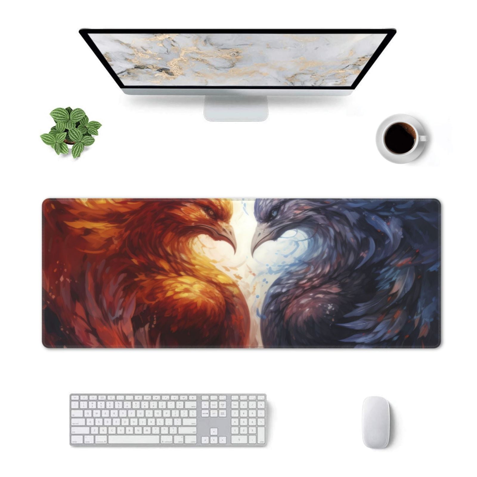 Xecao Red And White Fire Bird for Mouse Pad - Waterproof Extended ...