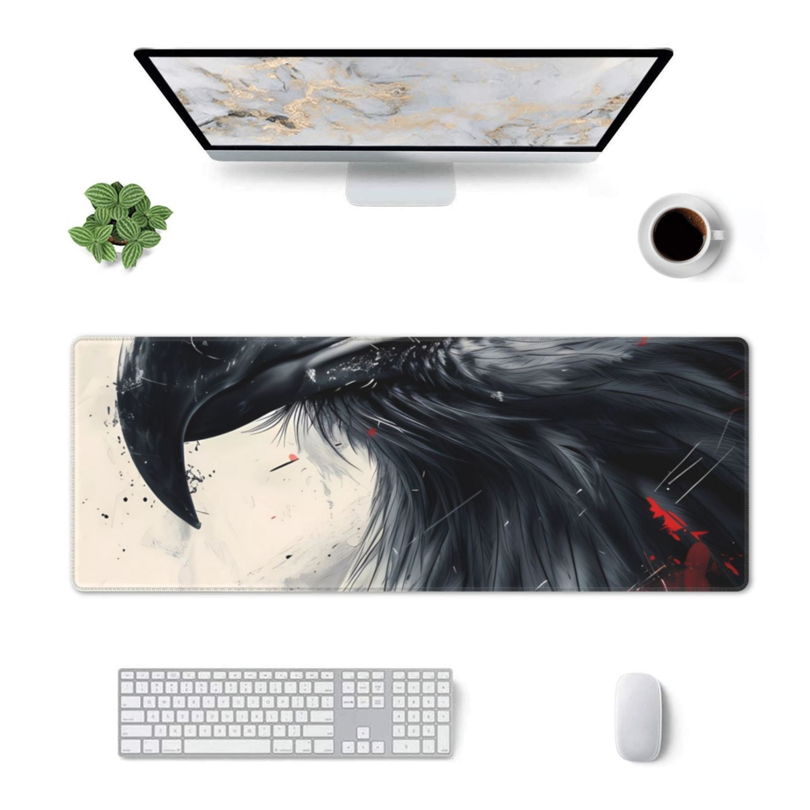 Xecao Red Black Ink Style Bald Eagle for Mouse Pad - Waterproof ...