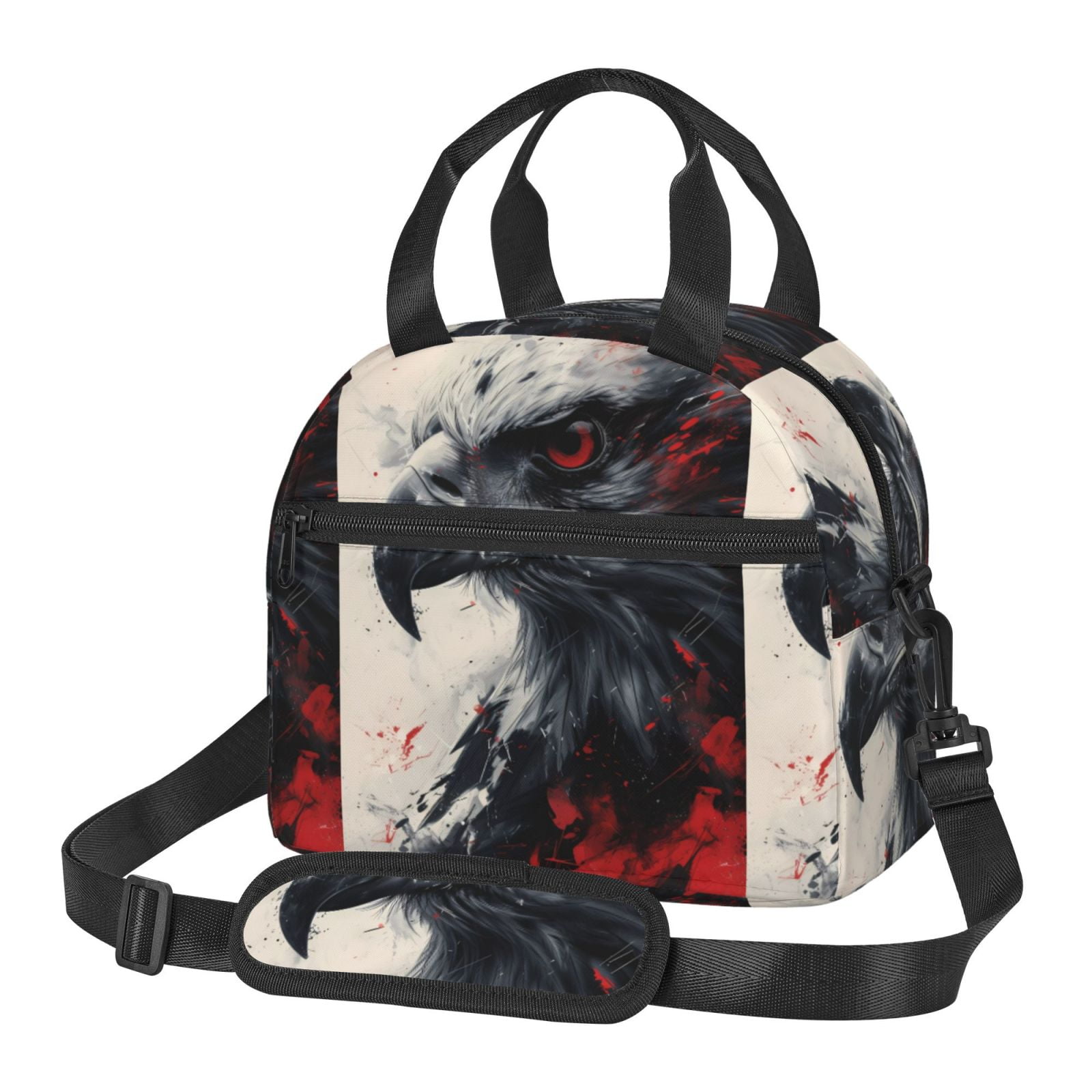 Xecao Red Black Ink Style Bald Eagle Print Insulated Lunch Box, Lunch ...
