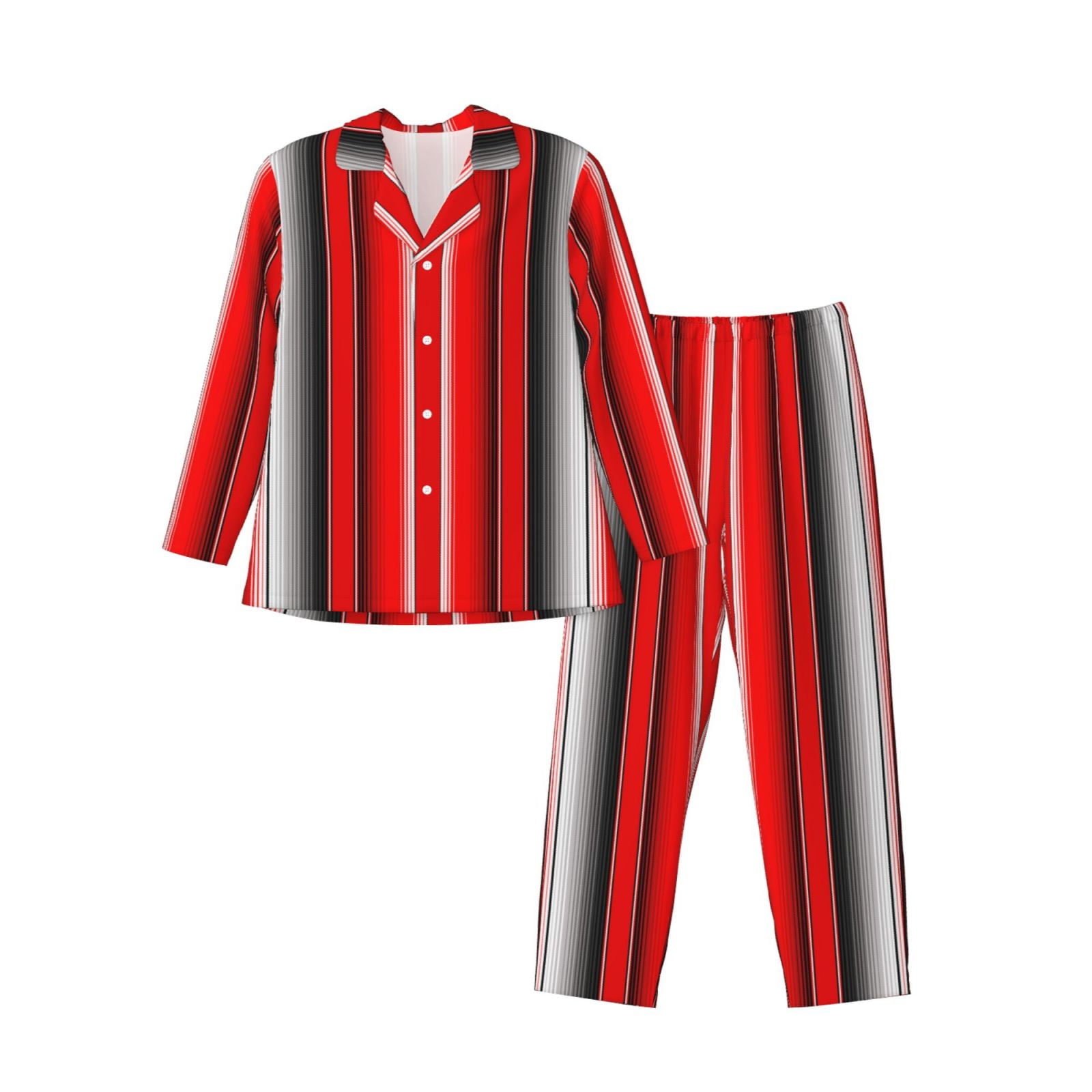 Xecao Red Black and White Serape Blanket Stripes Print Pajamas Set Mens ...