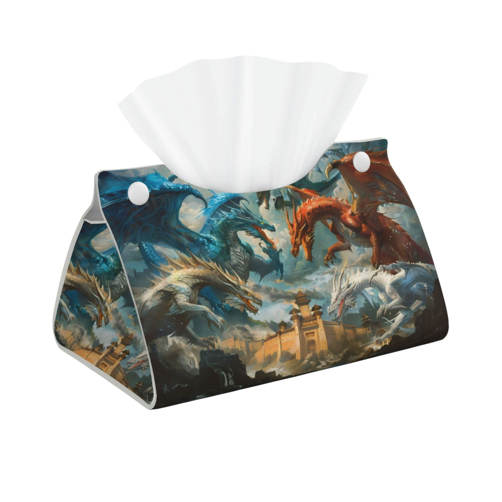 Xecao Red Blue Dragon Battle Epic Print Tissue Box Cover,Modern PVC ...