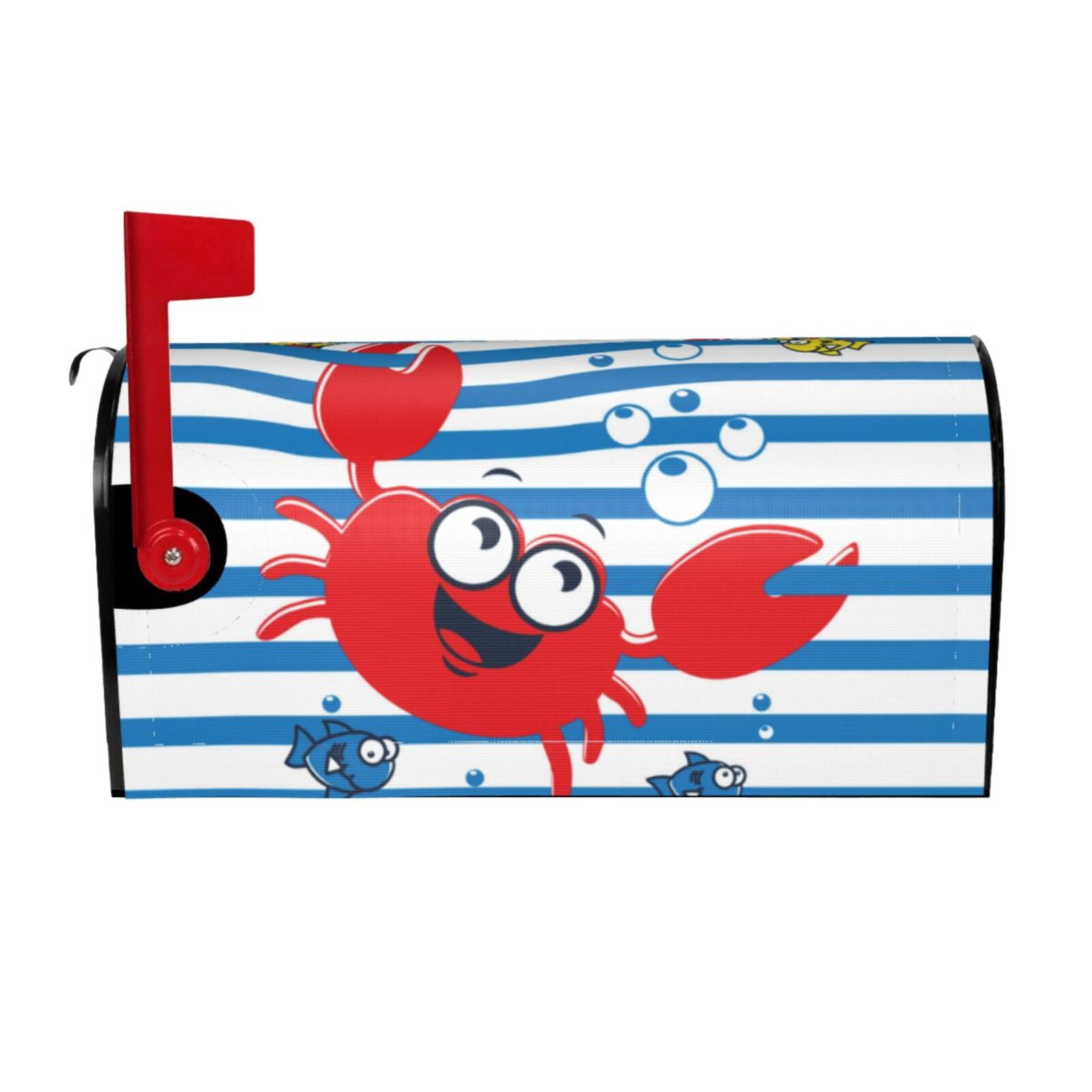 Xecao Red Funny Crab on Blue Stripe for Mailbox Cover with Magnetic ...