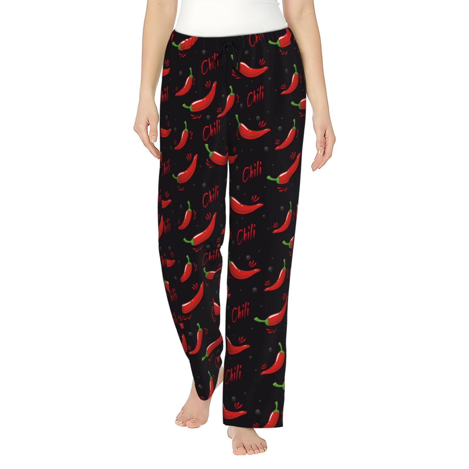 Xecao Red Hot Chili Print Women's Straight Lounge Pajama Pants,The ...