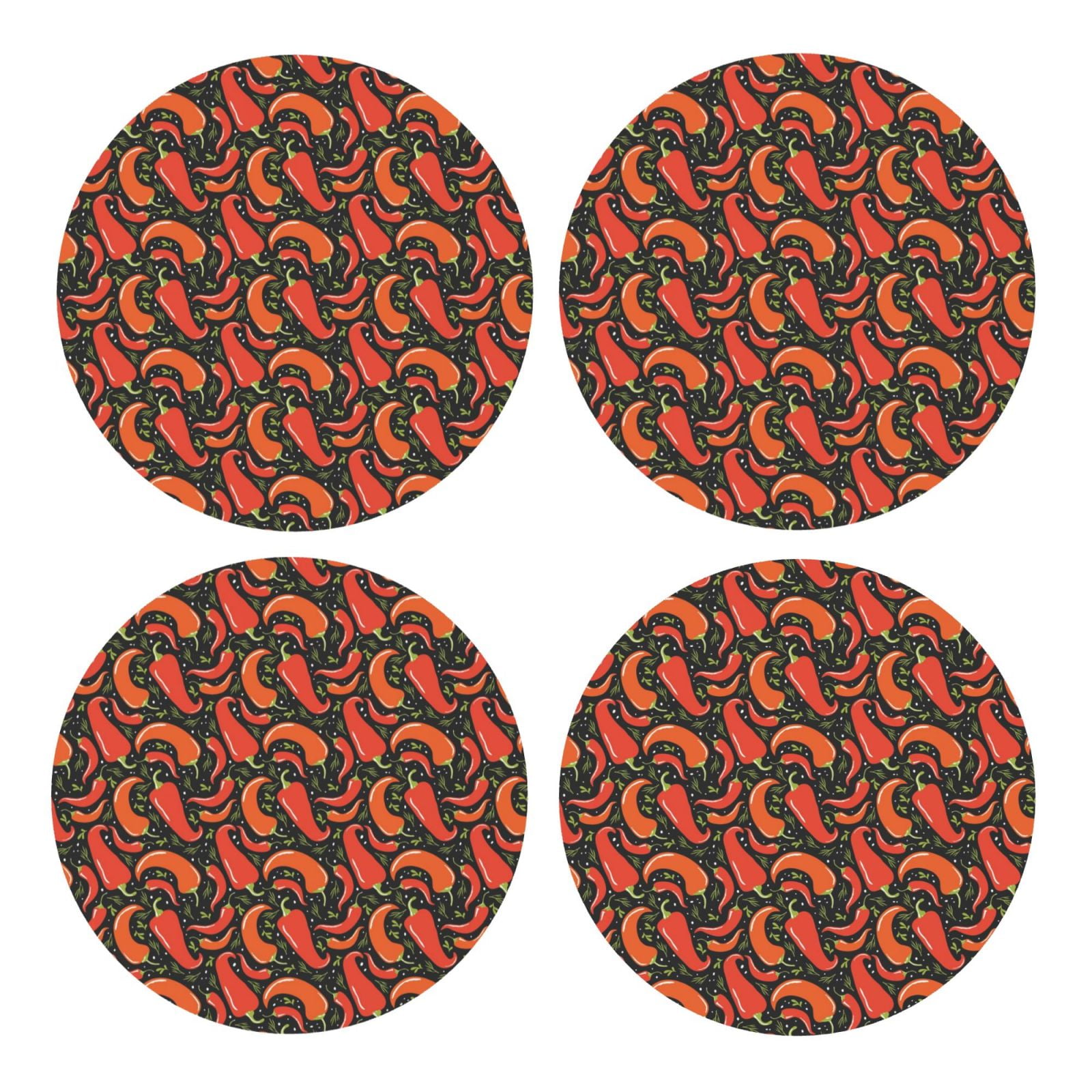 Xecao Red Hot Chili for MDF Cork Coaster 4 Pcs,Drink Coasters,Suit for ...