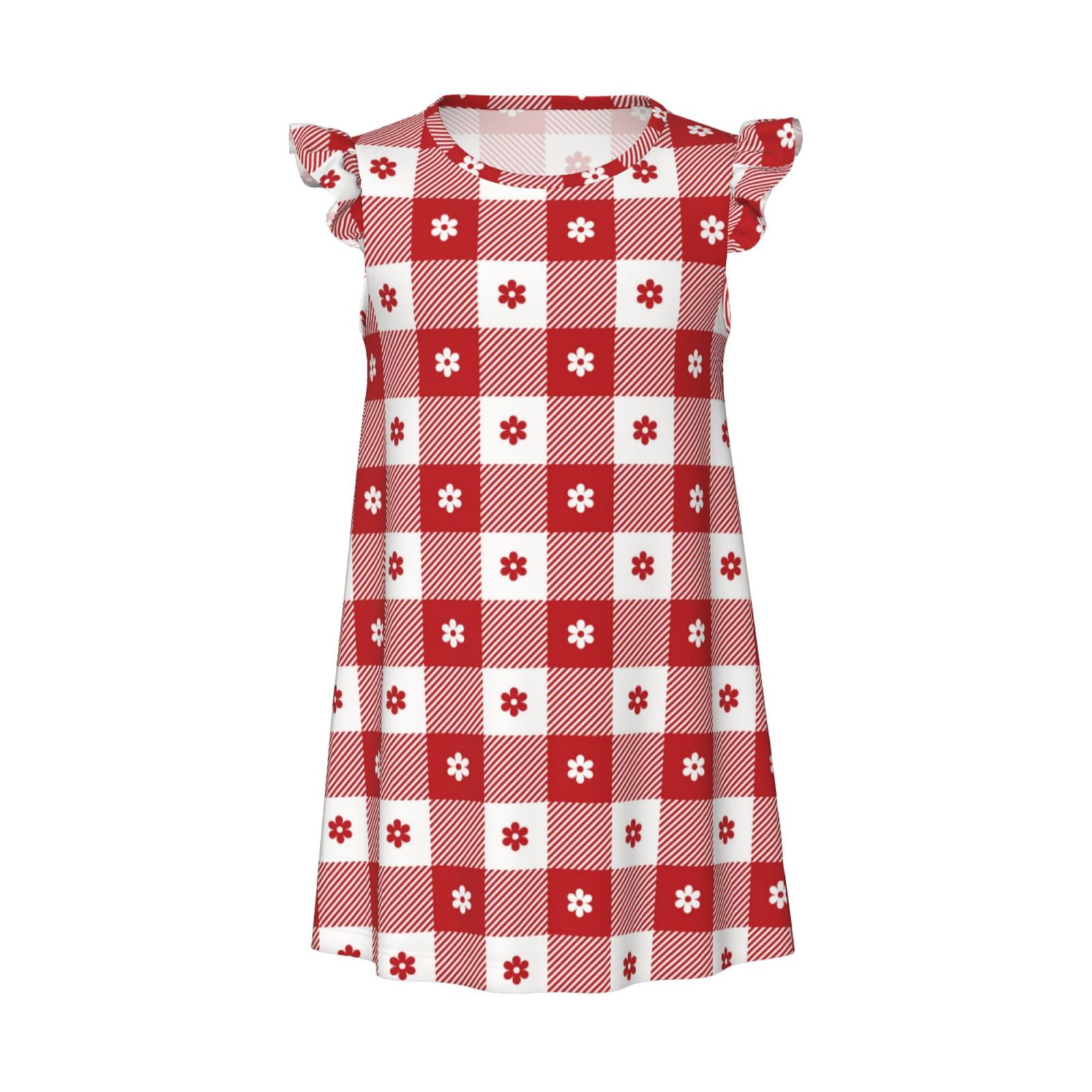 Xecao Red Plaid Daisy Nightgowns for Girls: Elegant Princess Pajama ...