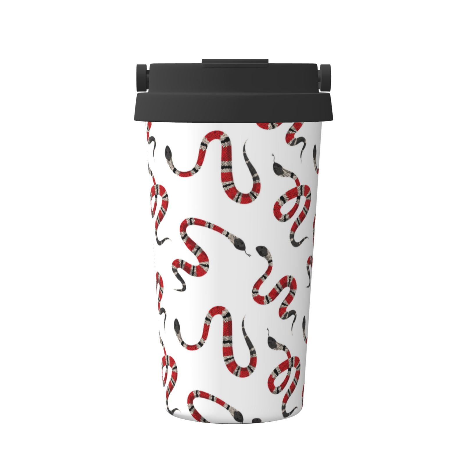 Xecao Red Snake Pattern Insulated Coffee Mug with Handle & Flip,Thermos ...