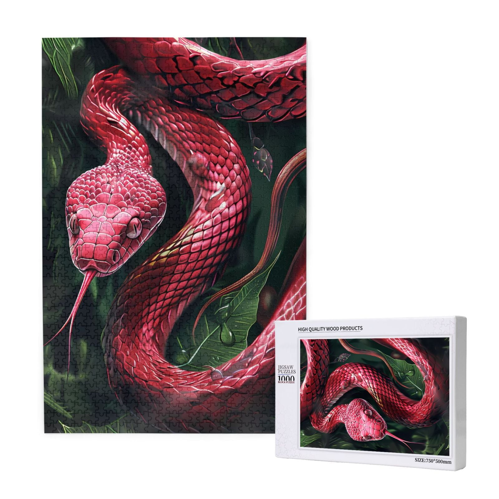 Xecao Red Viper Jungle Intensity Pattern 1000 Piece Puzzles , Jigsaw ...
