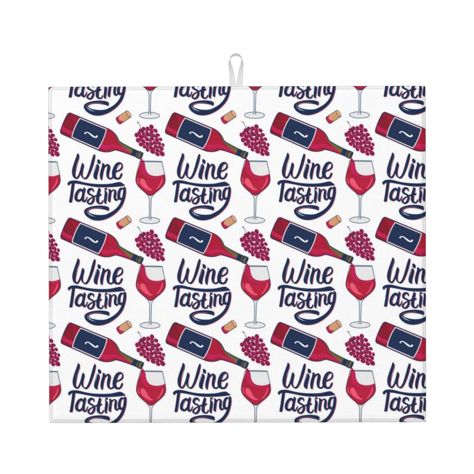 Xecao Red Wine Glass Bottle Print Dish Drying Mat for Kitchen Counter ...