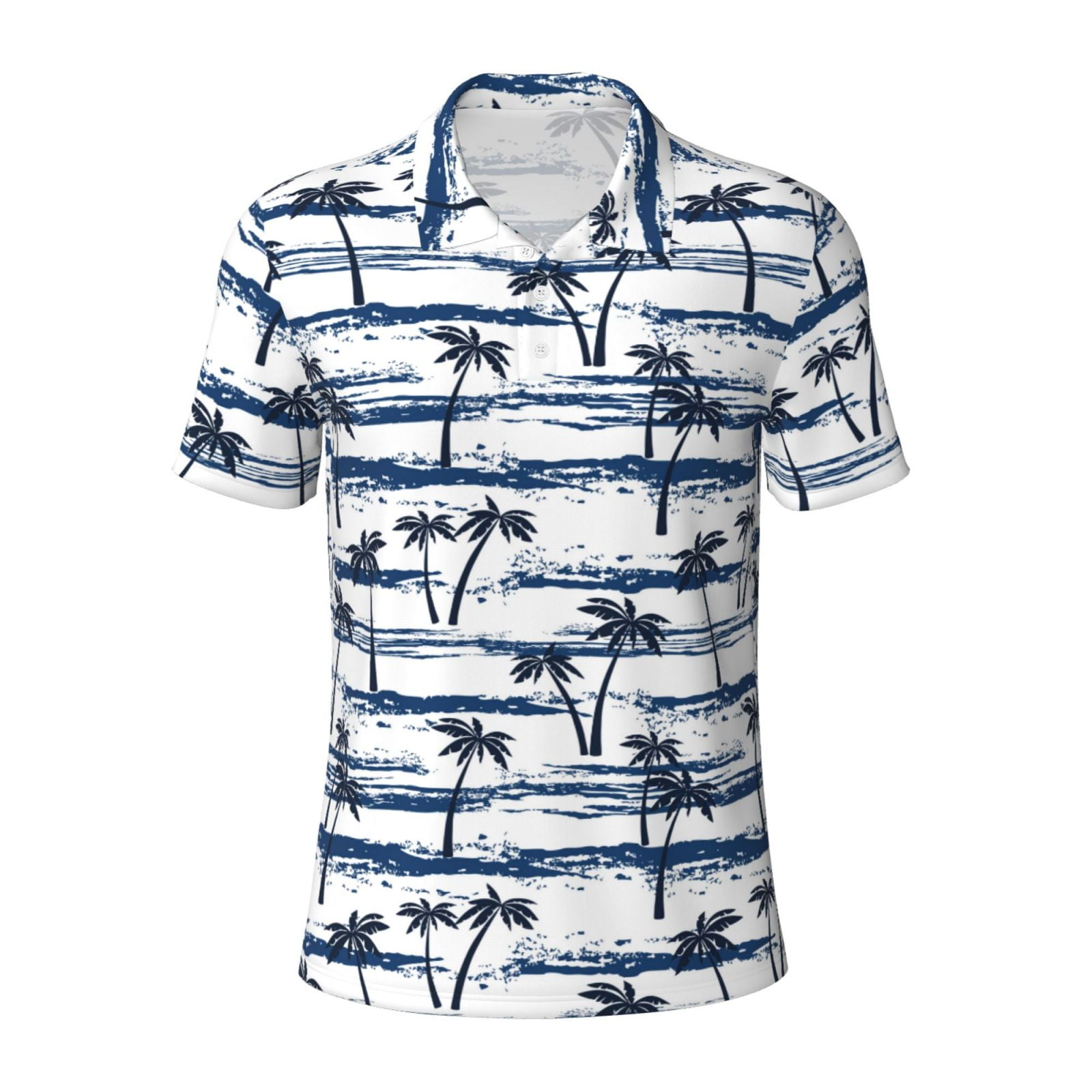 Xecao Retro Coconut Tree for Mens' Casual Short Sleeve Button-Down Polo ...