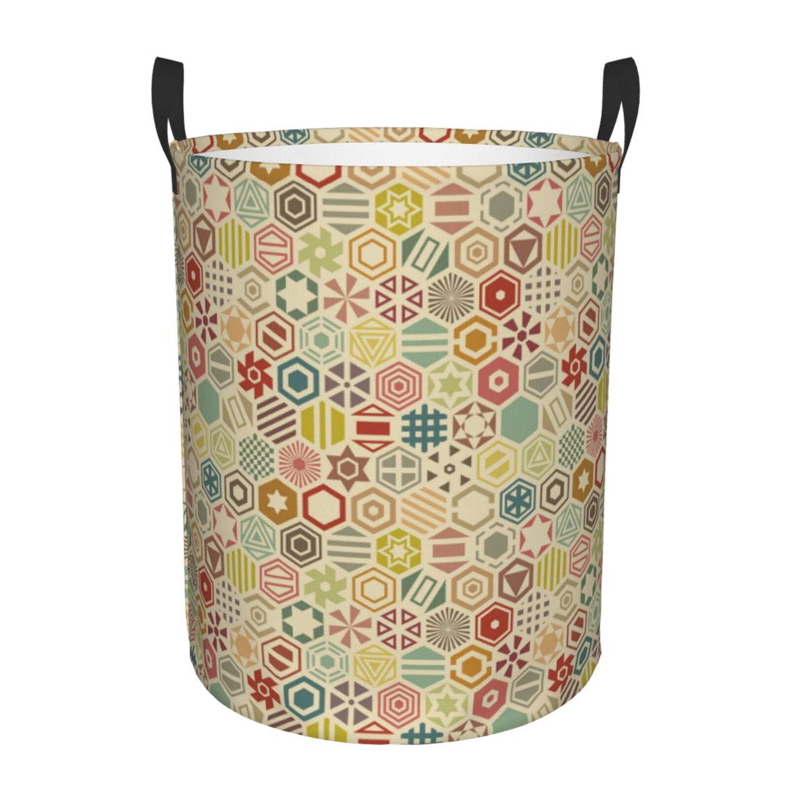 Xecao Retro Geometry Print Laundry Hamper Basket,designed for Blanket ...
