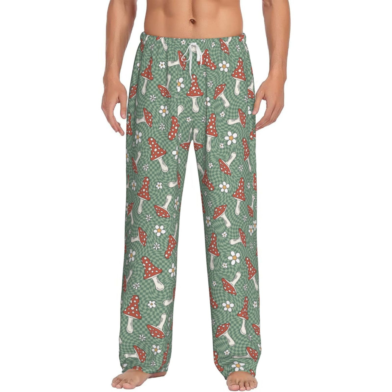 Xecao Retro Hippie Groovy Mushroom Men's Straight Lounge Pajama Pants ...