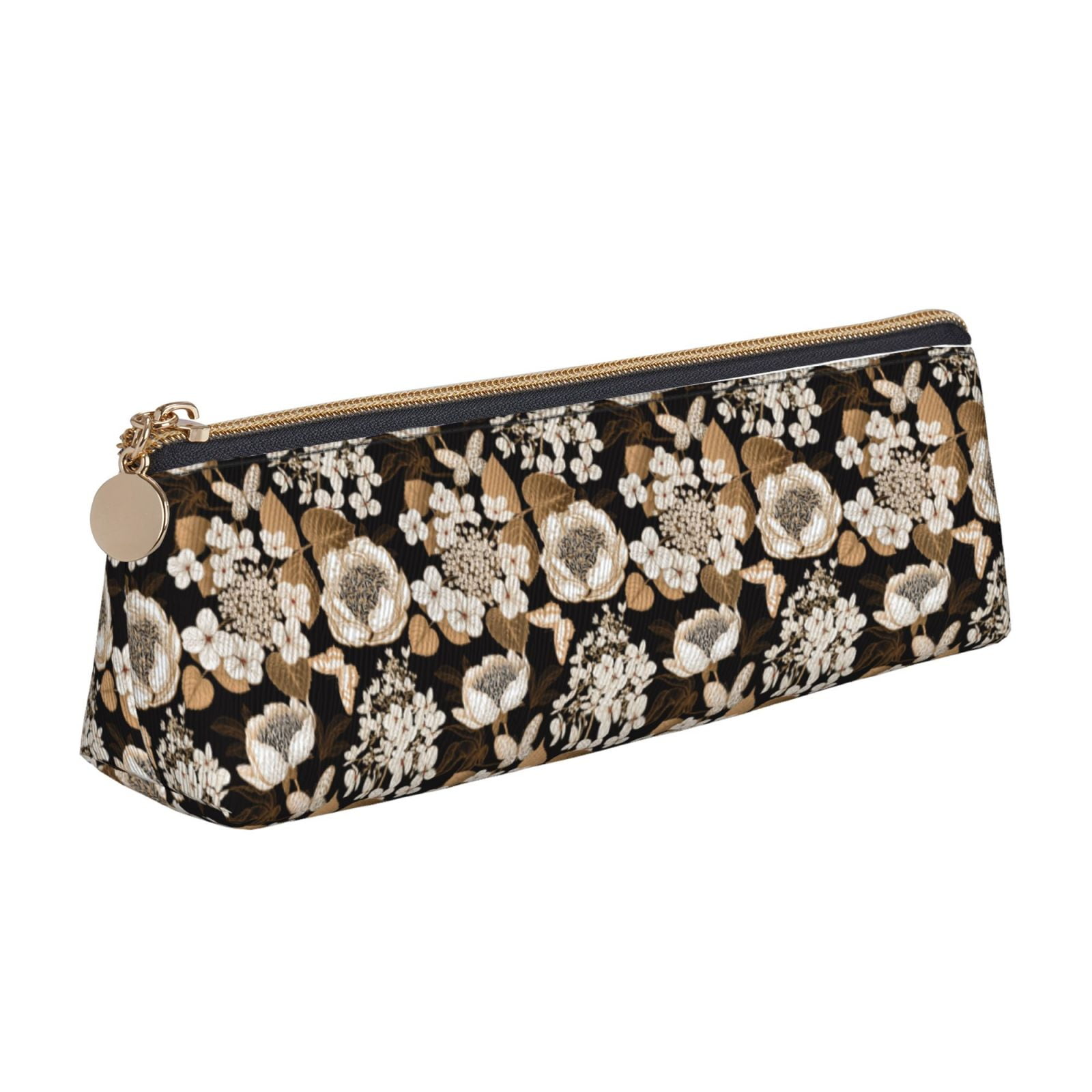 Xecao Retro Hydrangeas Print Leather Pencil Case -Stationery Bag Pen ...