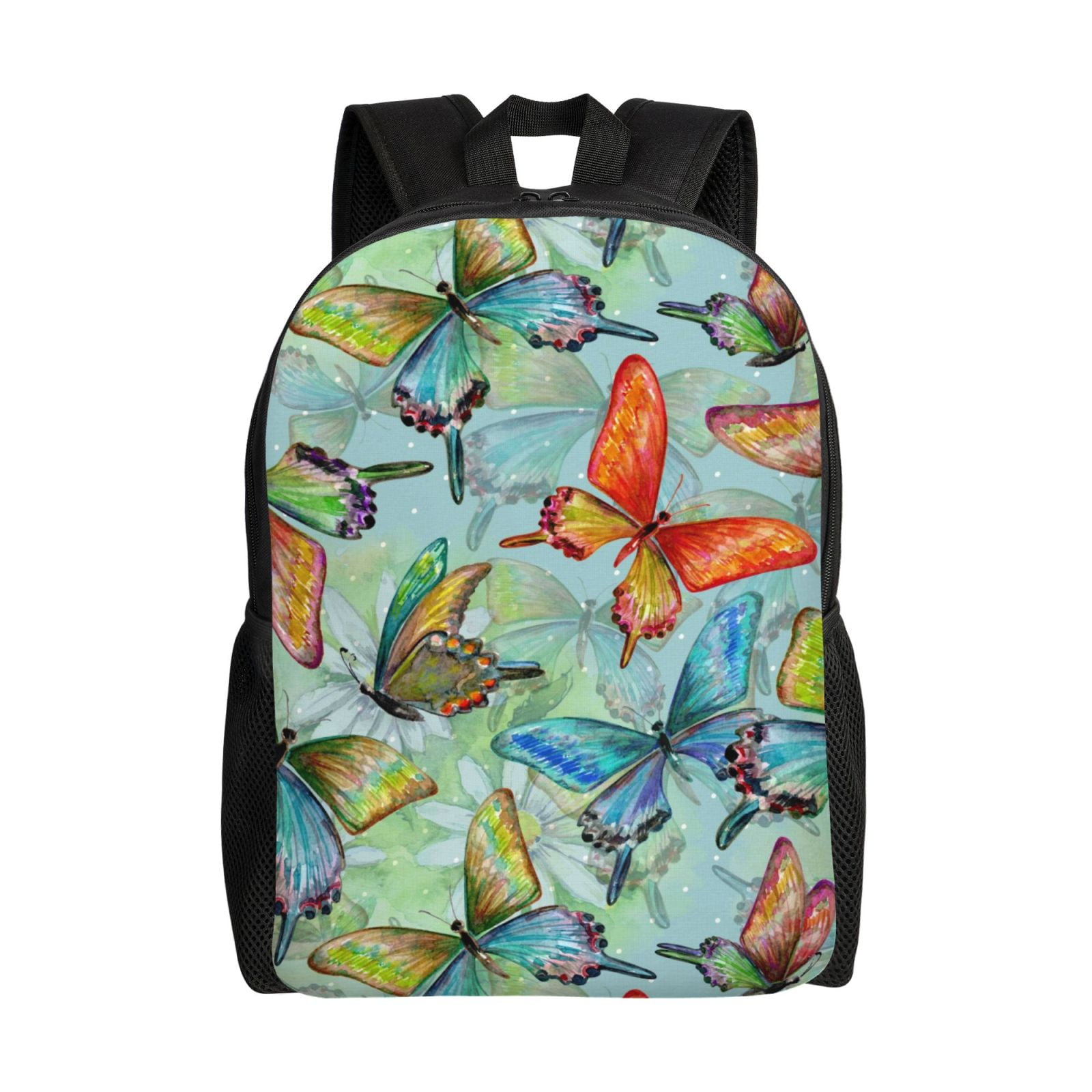 Xecao Retro Seamless Flying Butterflies Print School Backpack with ...