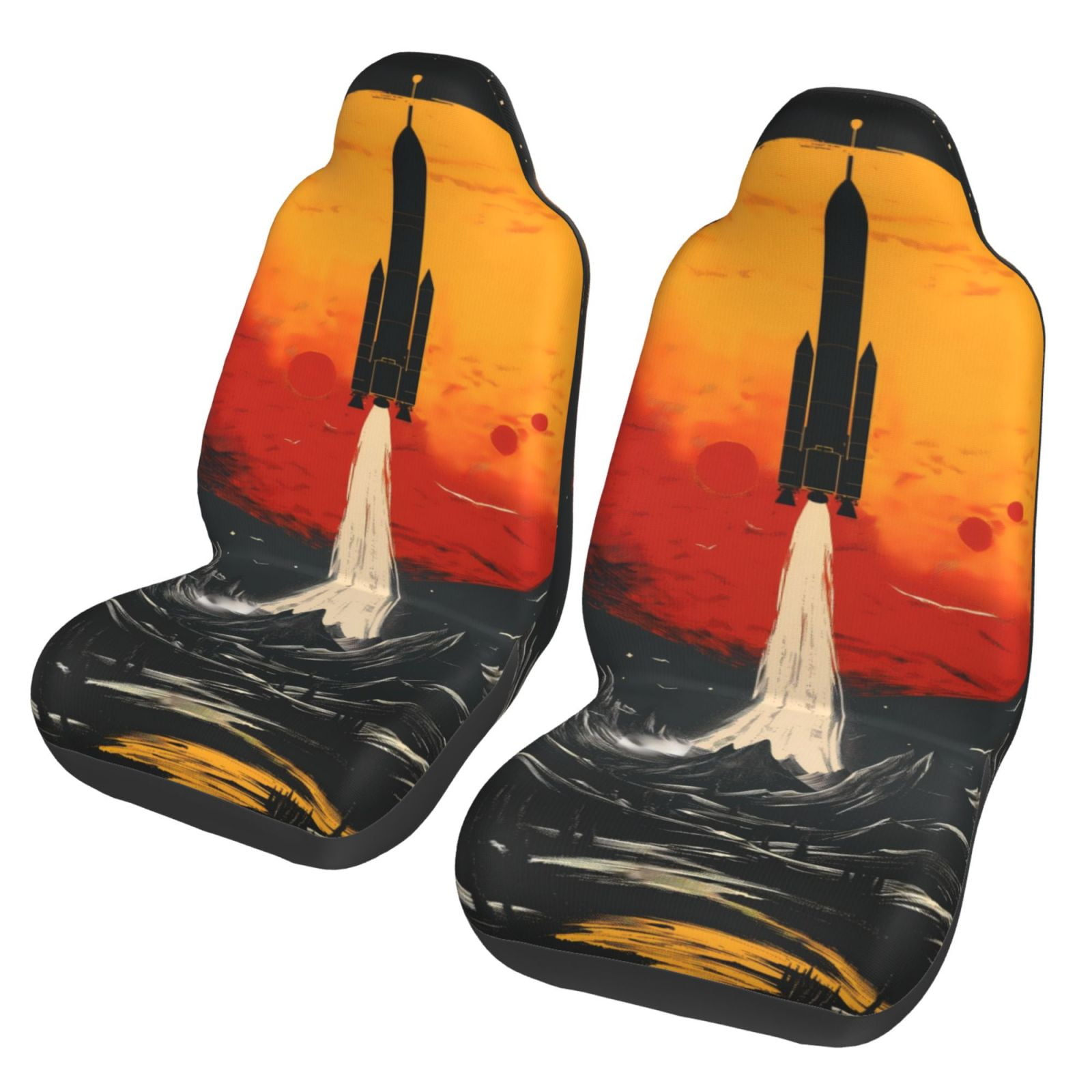 Xecao Retro Space Rocket Launch Print Car Seat Cover in That Fits Most Cars, Vans, SUVs, and ...