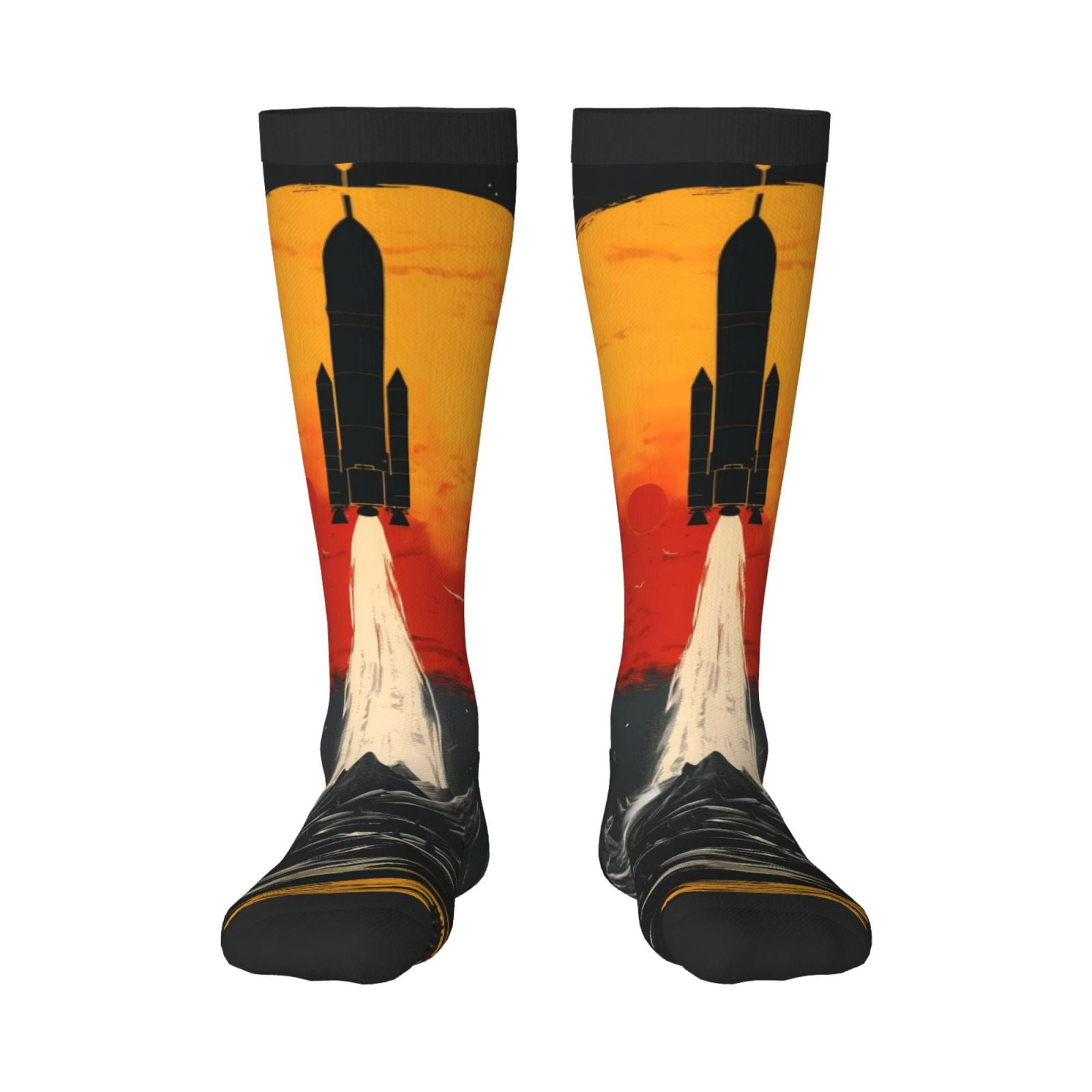Xecao Retro Space Rocket Launch Print Compression Socks for Both Men ...
