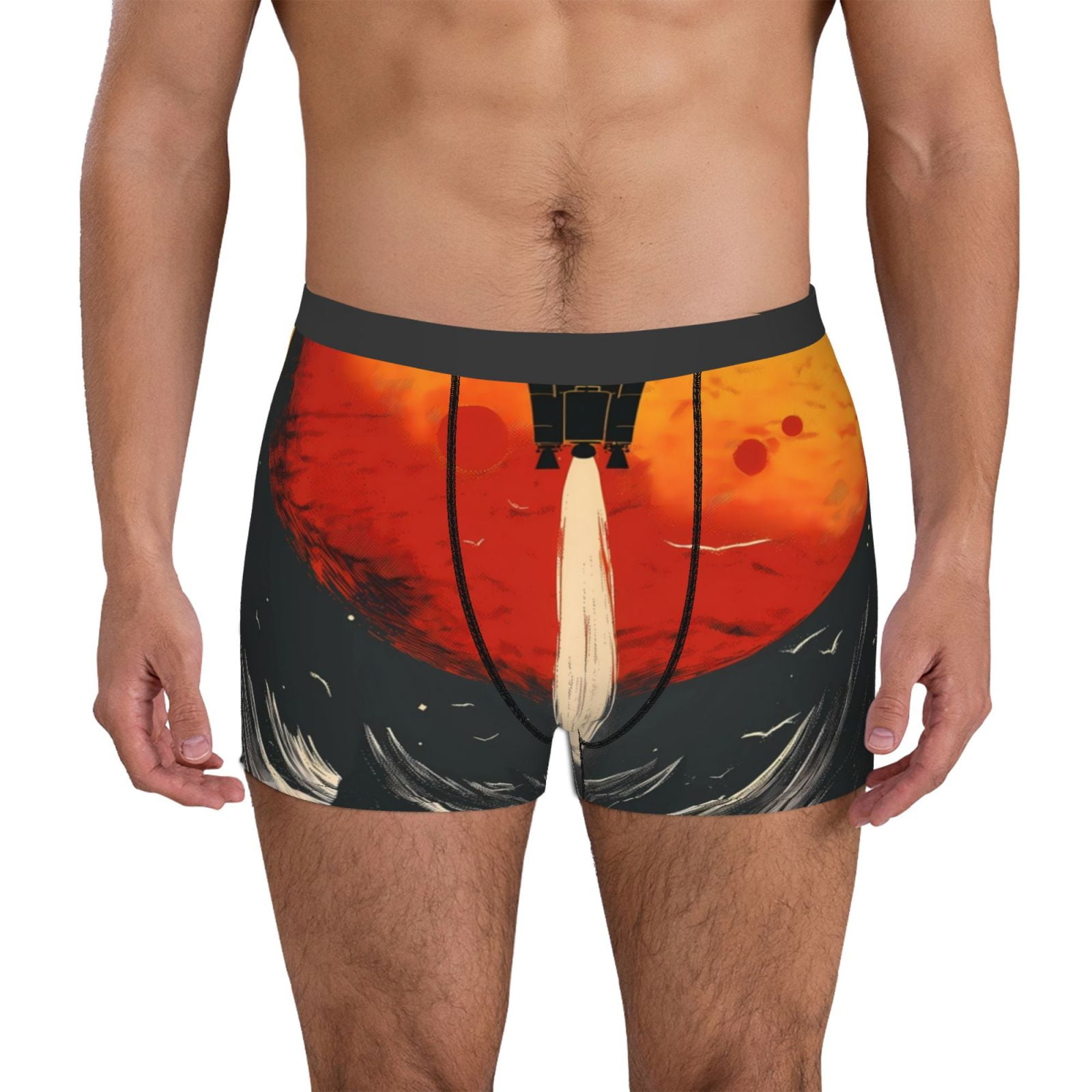 Xecao Retro Space Rocket Launch Print Men's Underwear Boxer Briefs,Breathable Choice for Men's ...