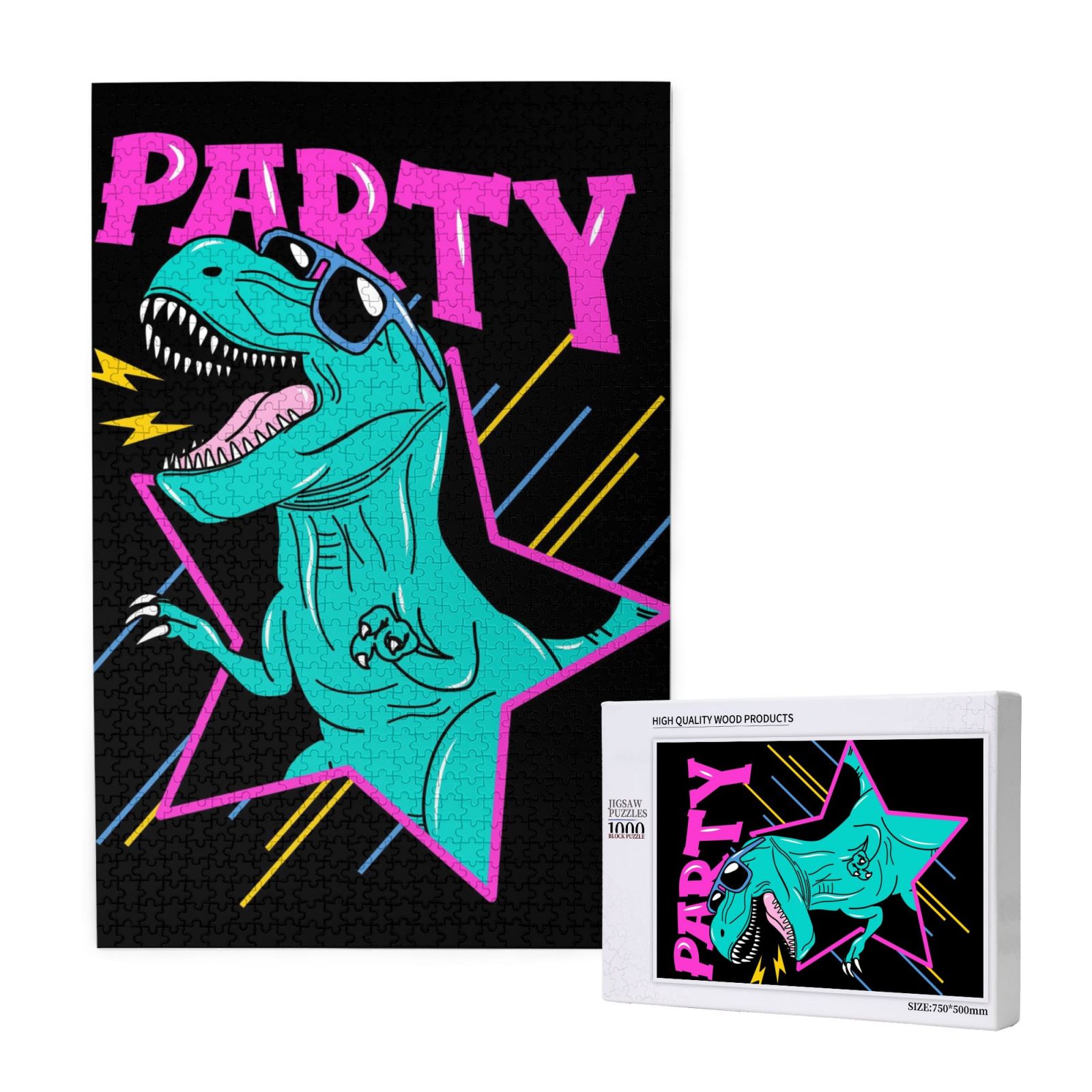 Xecao Rex Dinosaur With Sunglasses Pattern 1000 Piece Puzzles , Jigsaw ...