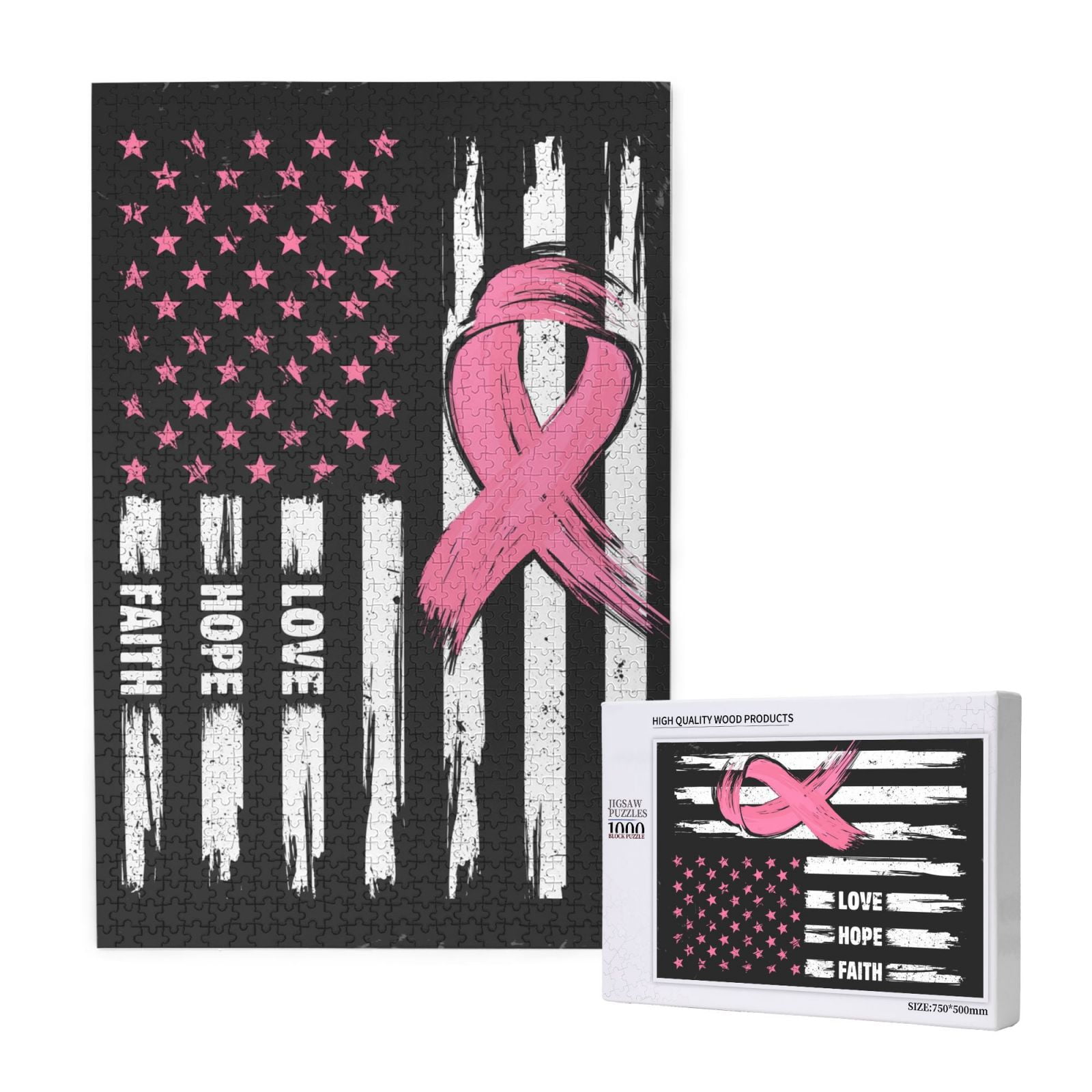 Xecao Ribbon Breast Cancer Awareness Pattern 1000 Piece Puzzles ...