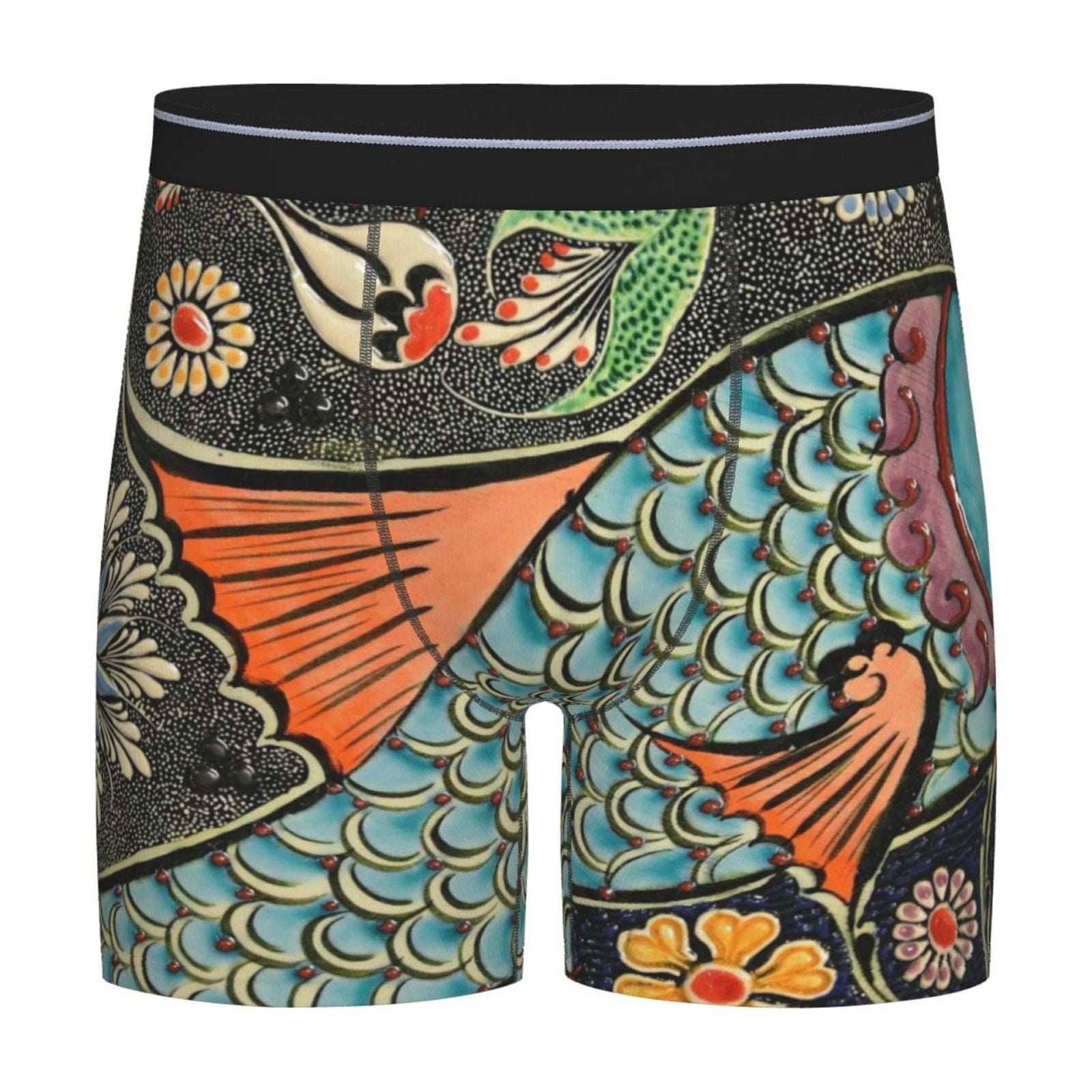 Xecao Rich Fish Print Boxer Briefs for Men's Stretch Moisture-Wicking ...