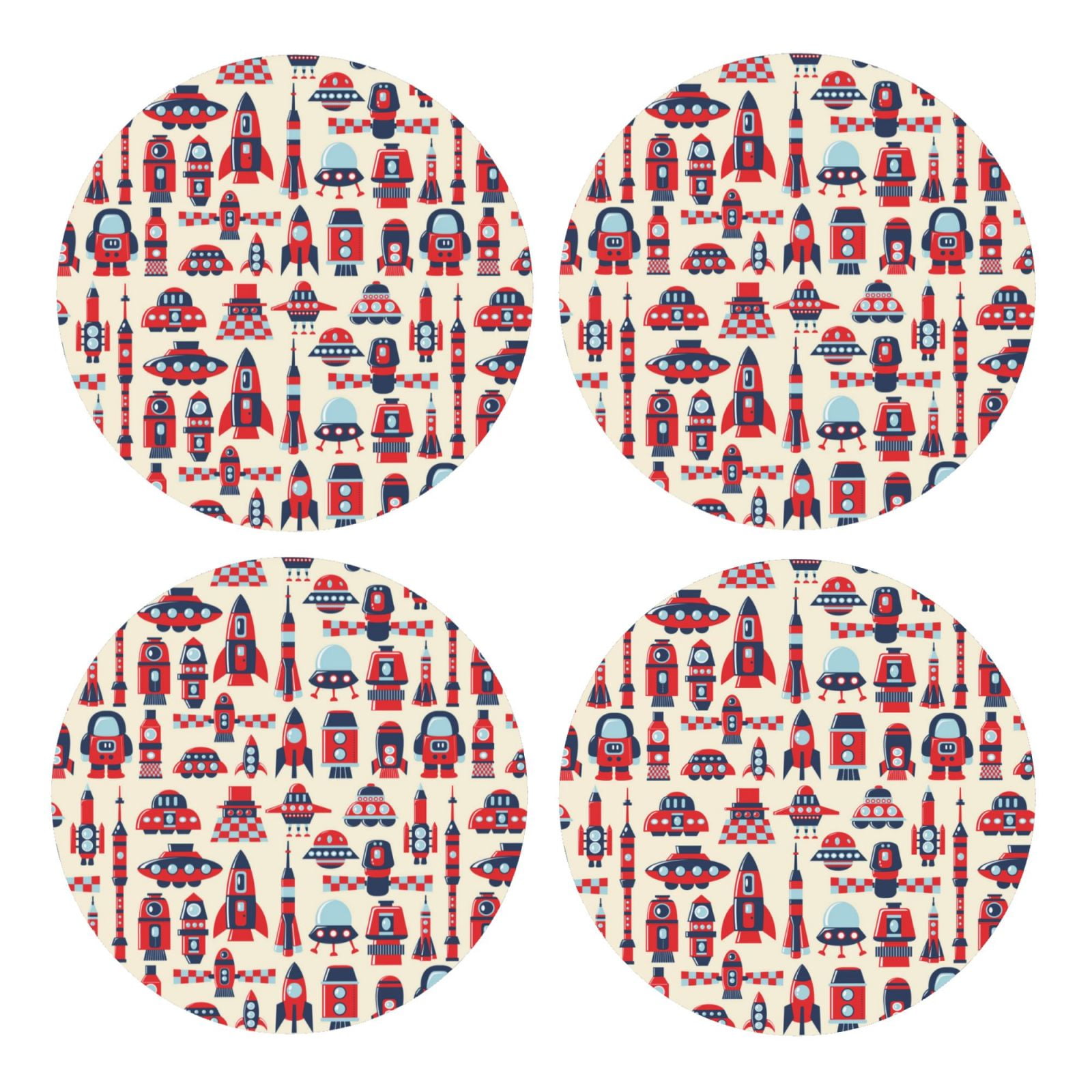 Xecao Rocket Pattern for MDF Cork Coaster 4 Pcs,Drink Coasters,Suit for ...