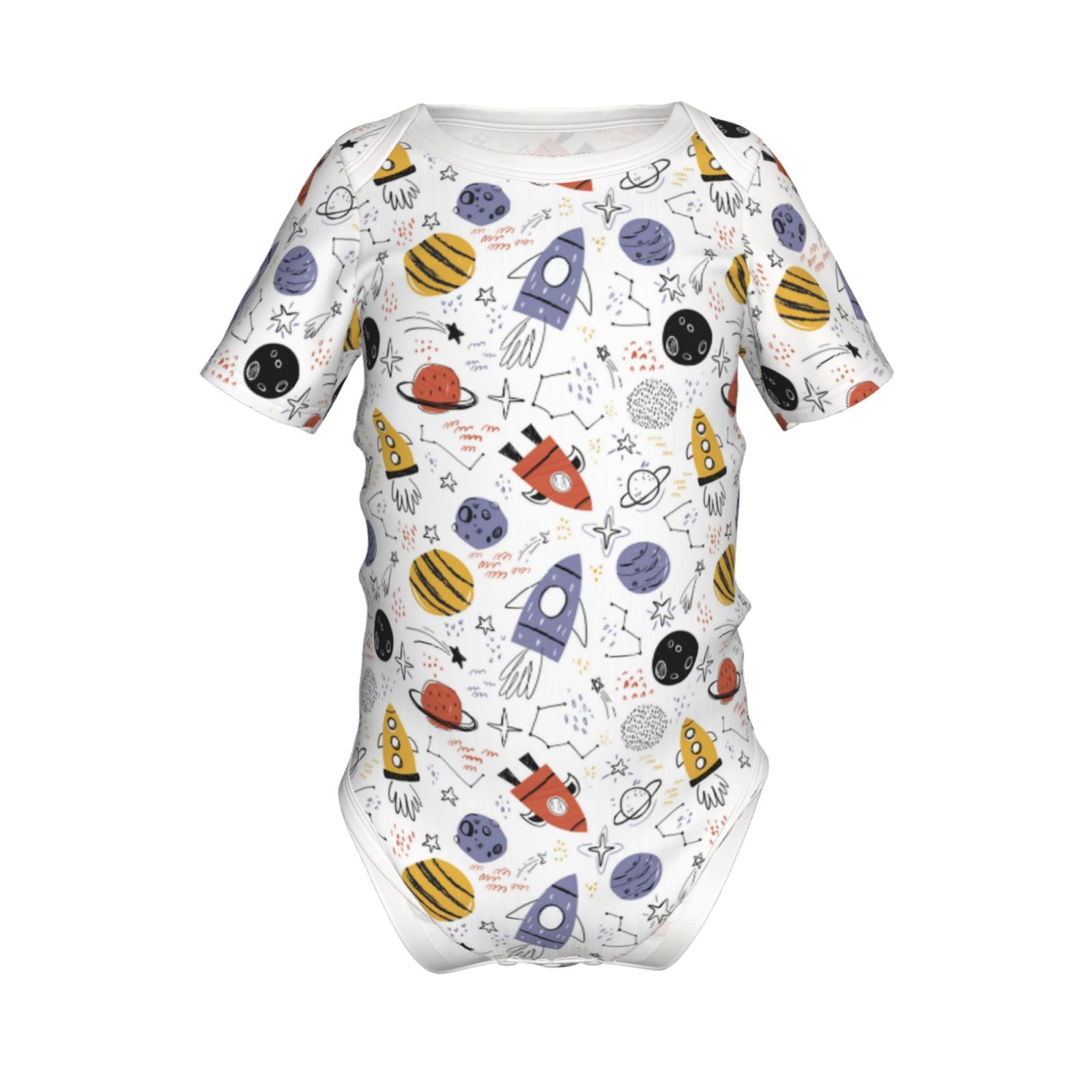 Xecao Rocket Planets Pattern Baby Climbing Bodysuit Short Sleeve Onesie ...