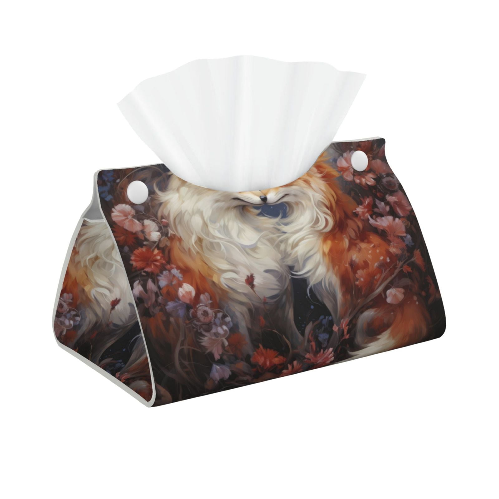 Xecao Romantic Flower Fox Couple Print Tissue Box Cover,Modern PVC ...