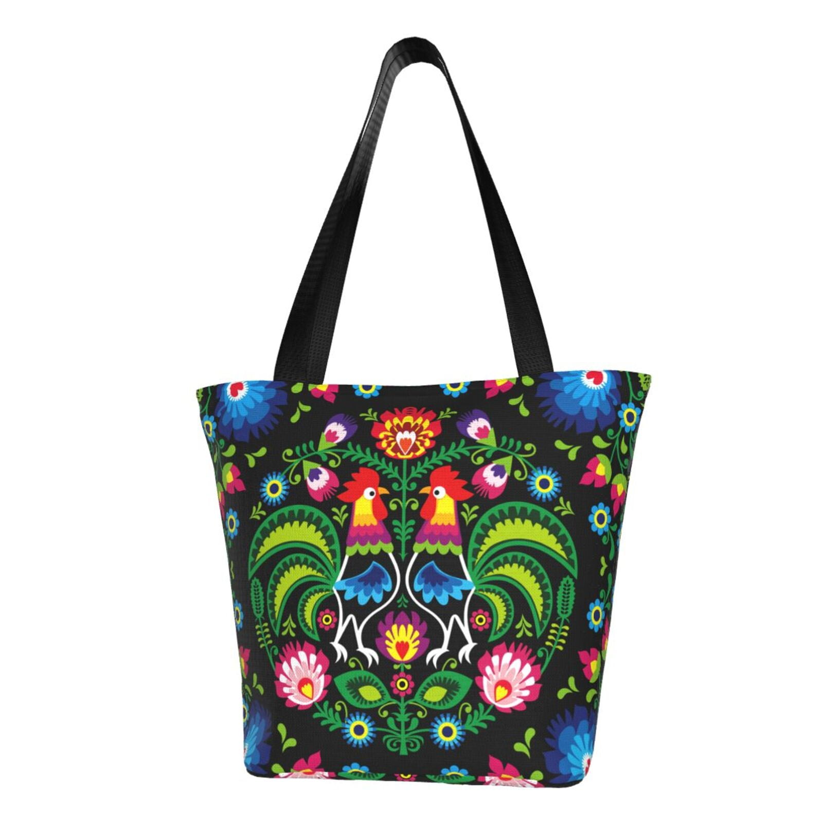 Xecao Roosters and Flowers for Tote Bag for Women -Tote Shoulder Bag with A Little Pocket Inside ...