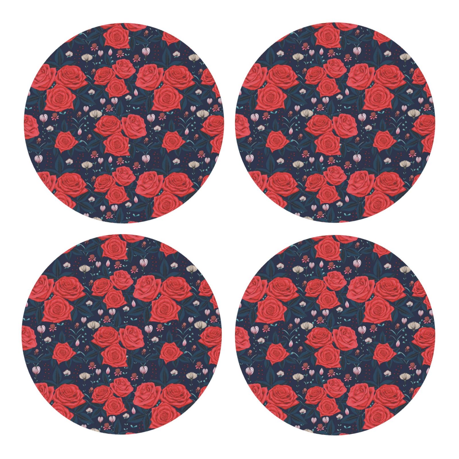 Xecao Rose Flower for MDF Cork Coaster 4 Pcs,Drink Coasters,Suit for ...