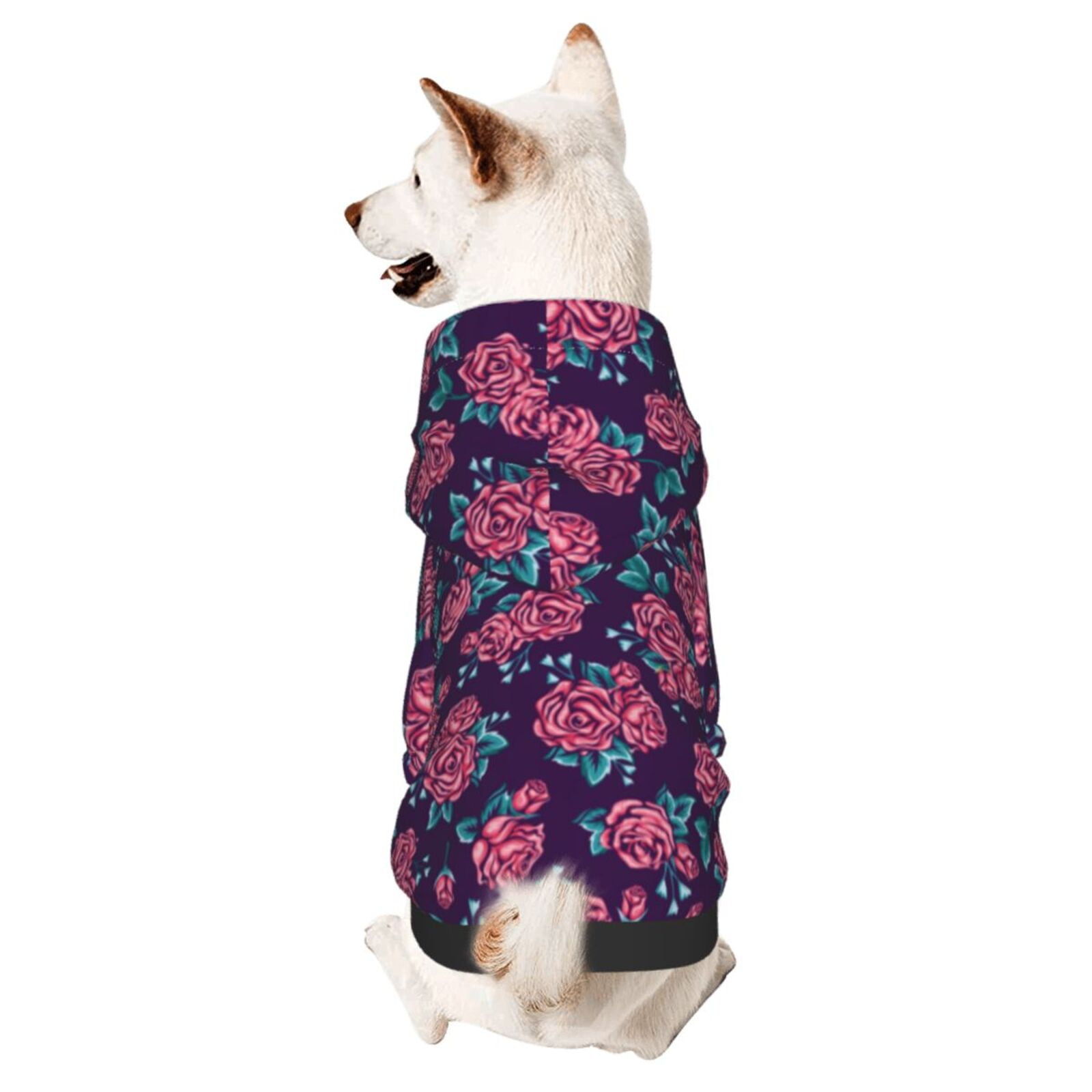 Xecao Rose Flowers Pattern Sweatshirts Winter Pet Dog Hoodie Puppy Coat ...