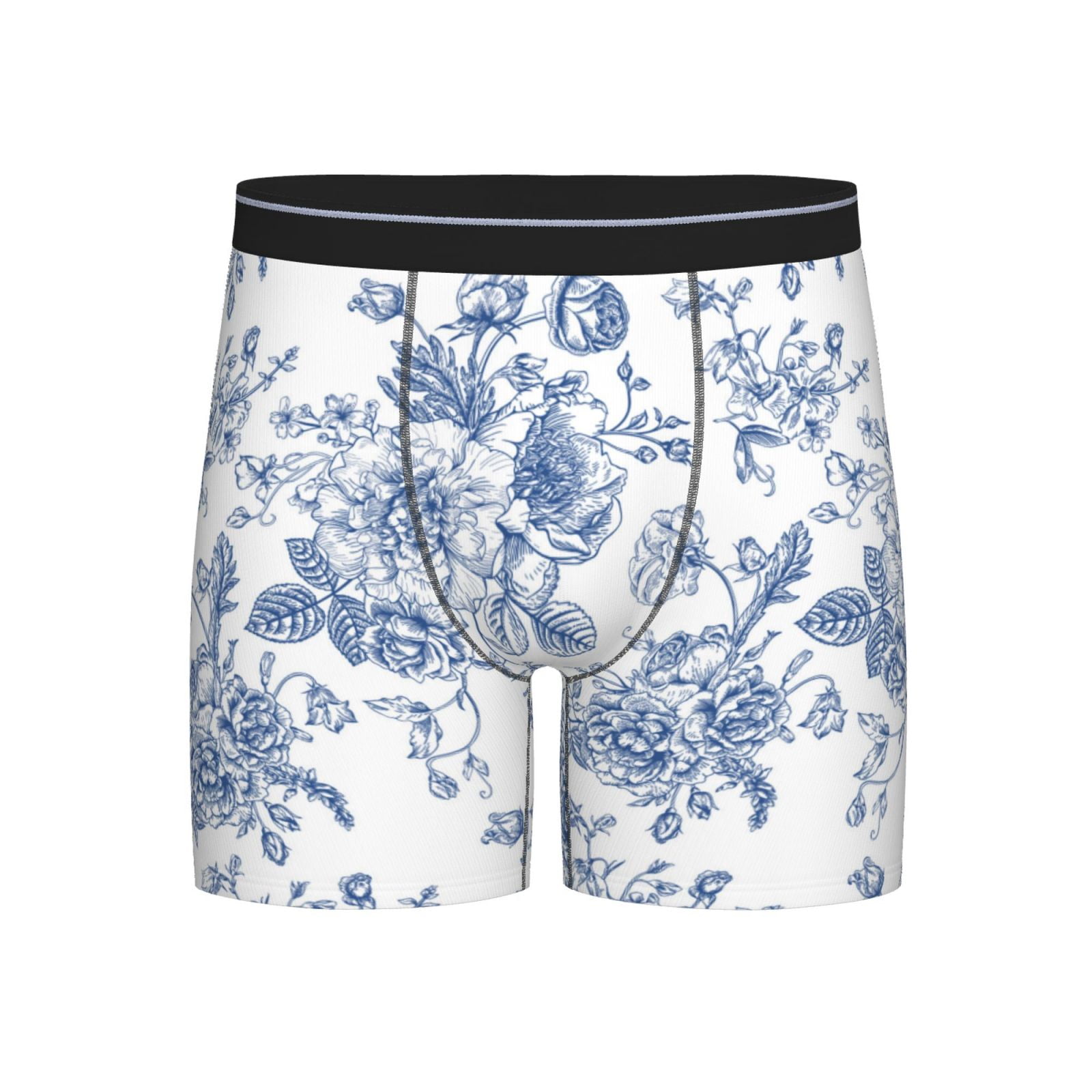 Xecao Rose Flowers Print Boxer Briefs for Men's Stretch Moisture ...