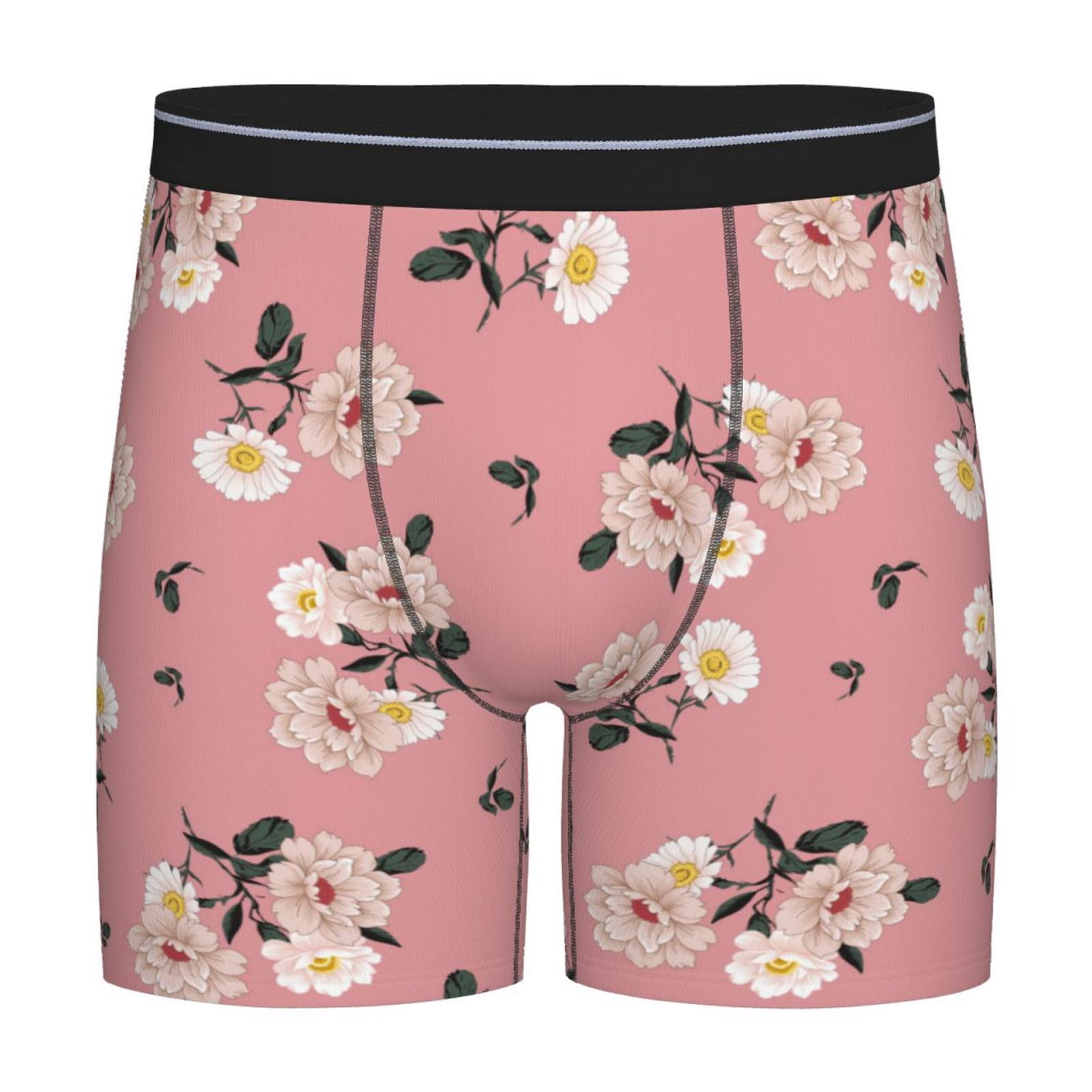 Xecao Rose Flowers Print Boxer Briefs for Men's Stretch Moisture ...