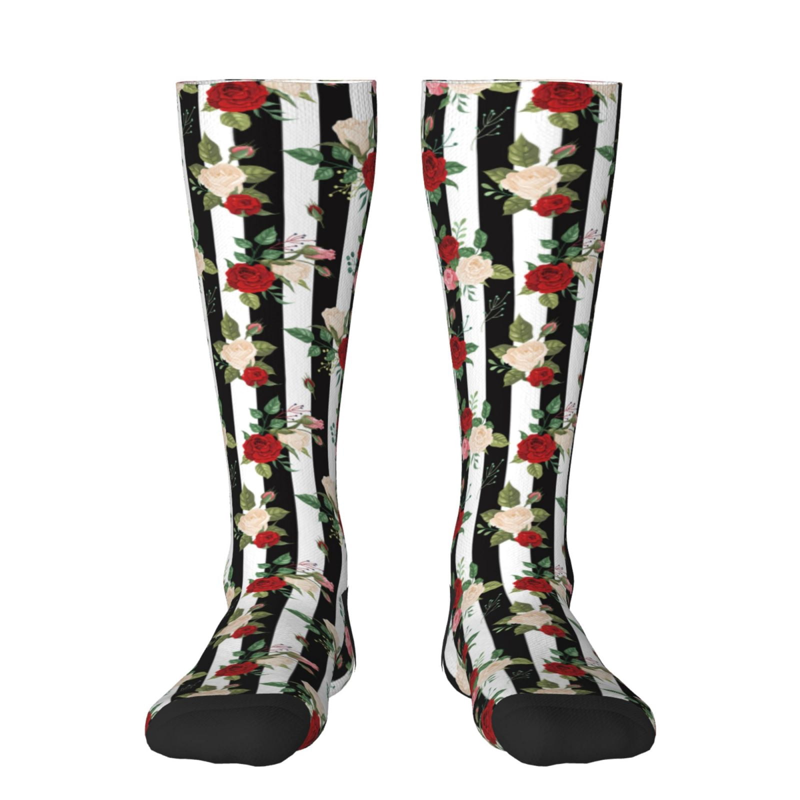 Xecao Rose Flowers print thigh-high socks, crafted for both men and ...