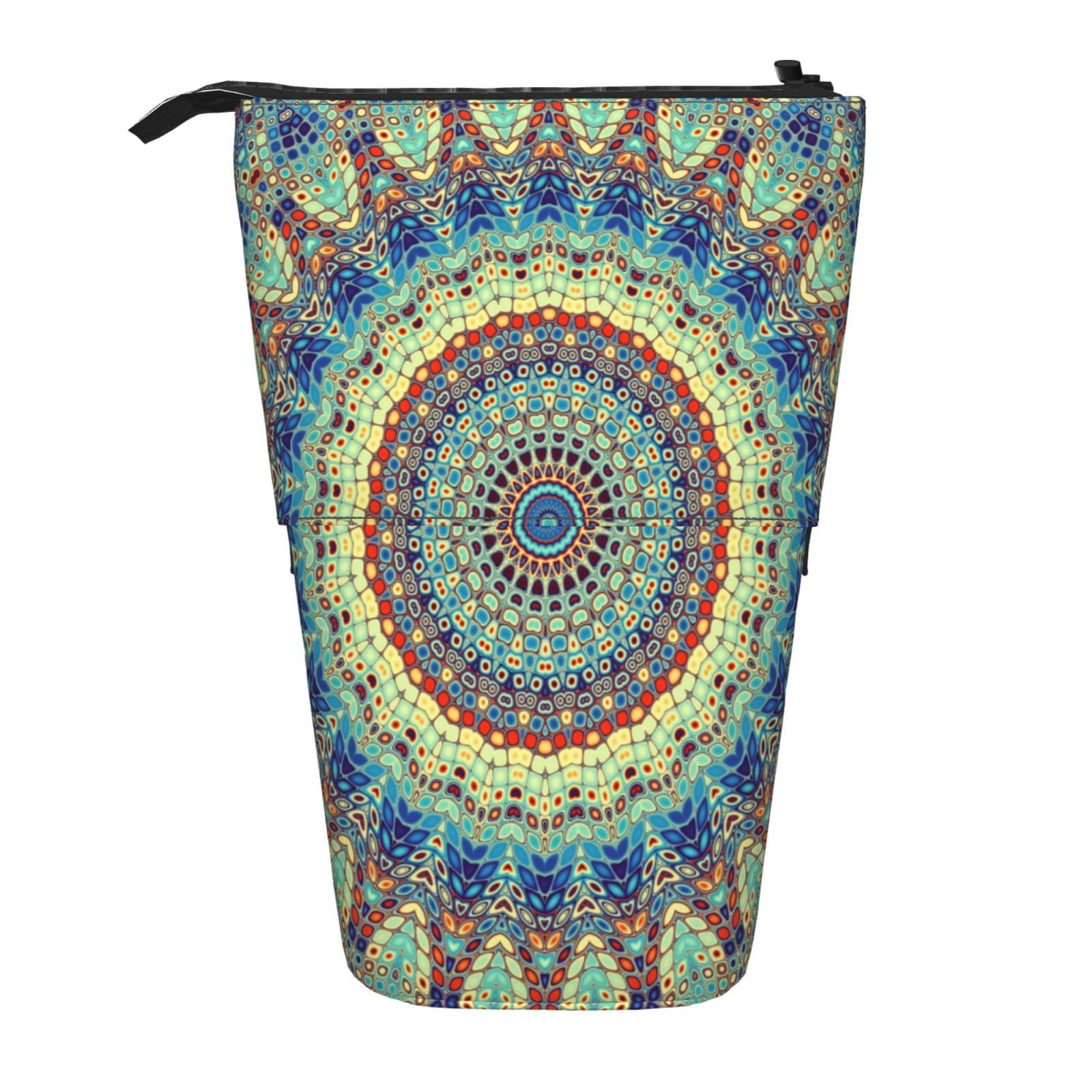 Xecao Round Mandala1 Print Telescopic Pencil Bag Pen Holder Pop Up ...