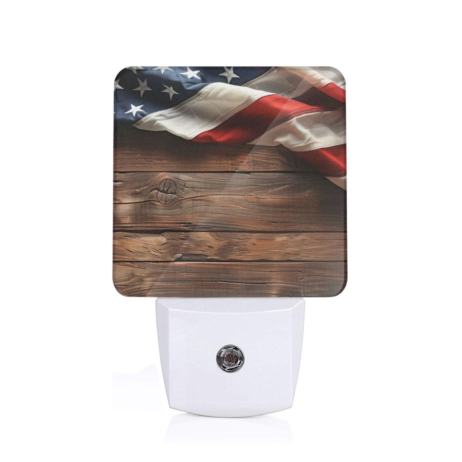 Xecao Rustic American Flag Wood for Night Light - a Wall-mounted LED ...