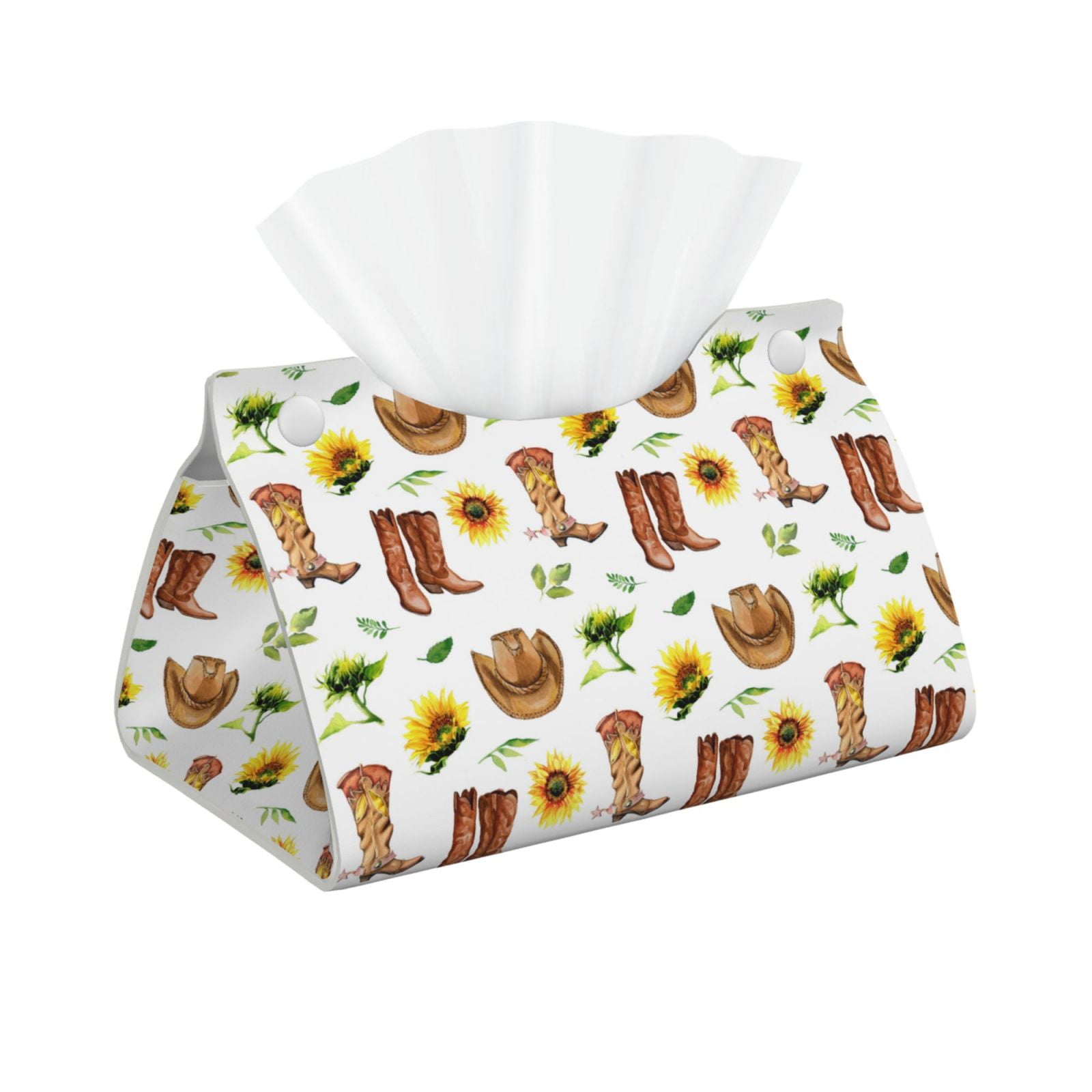 Xecao Rustic Western Charm Print Tissue Box Cover,Modern PVC Leather ...
