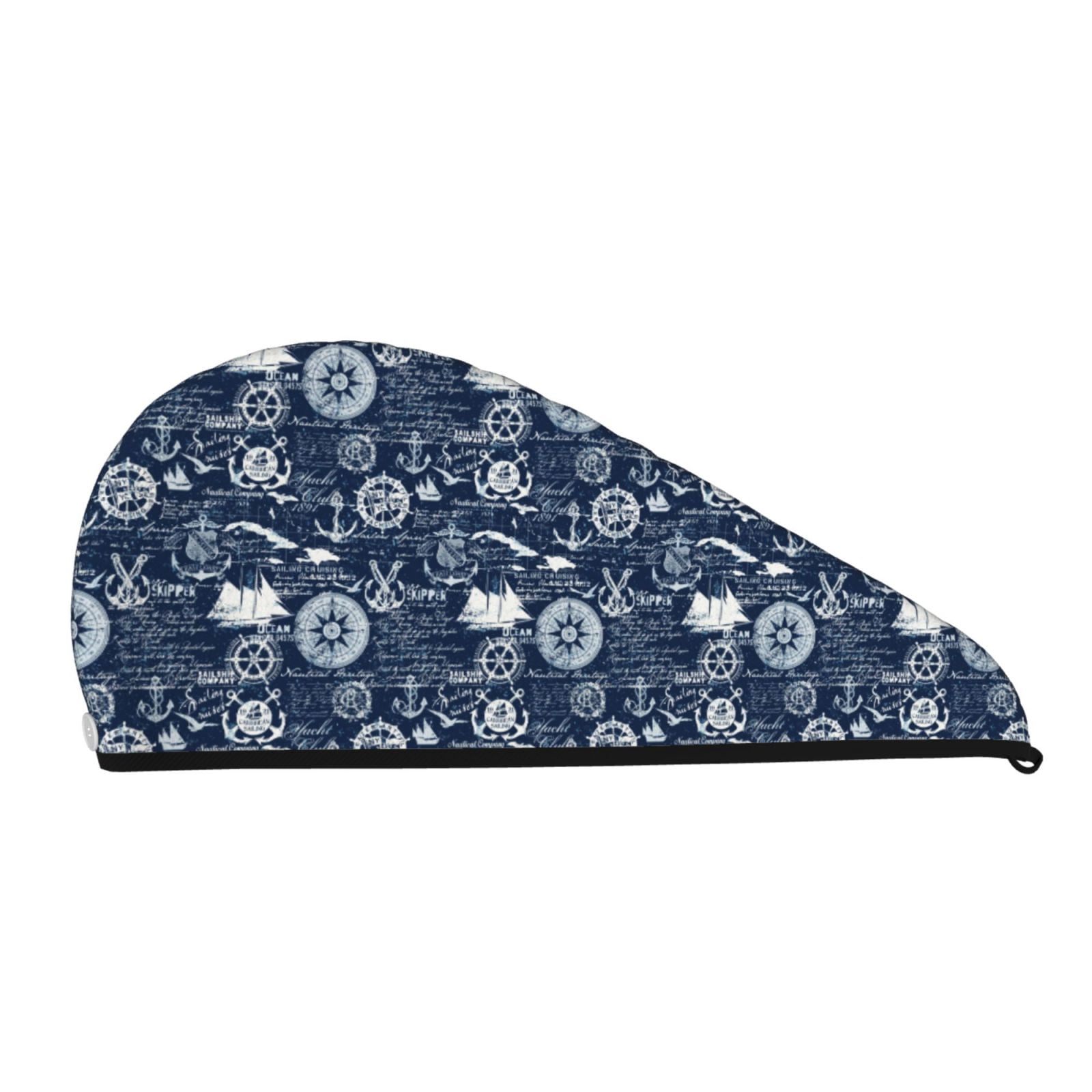 Xecao Sailing Cruises Nautical Print Hair Towel, Hair Turbans for Wet ...