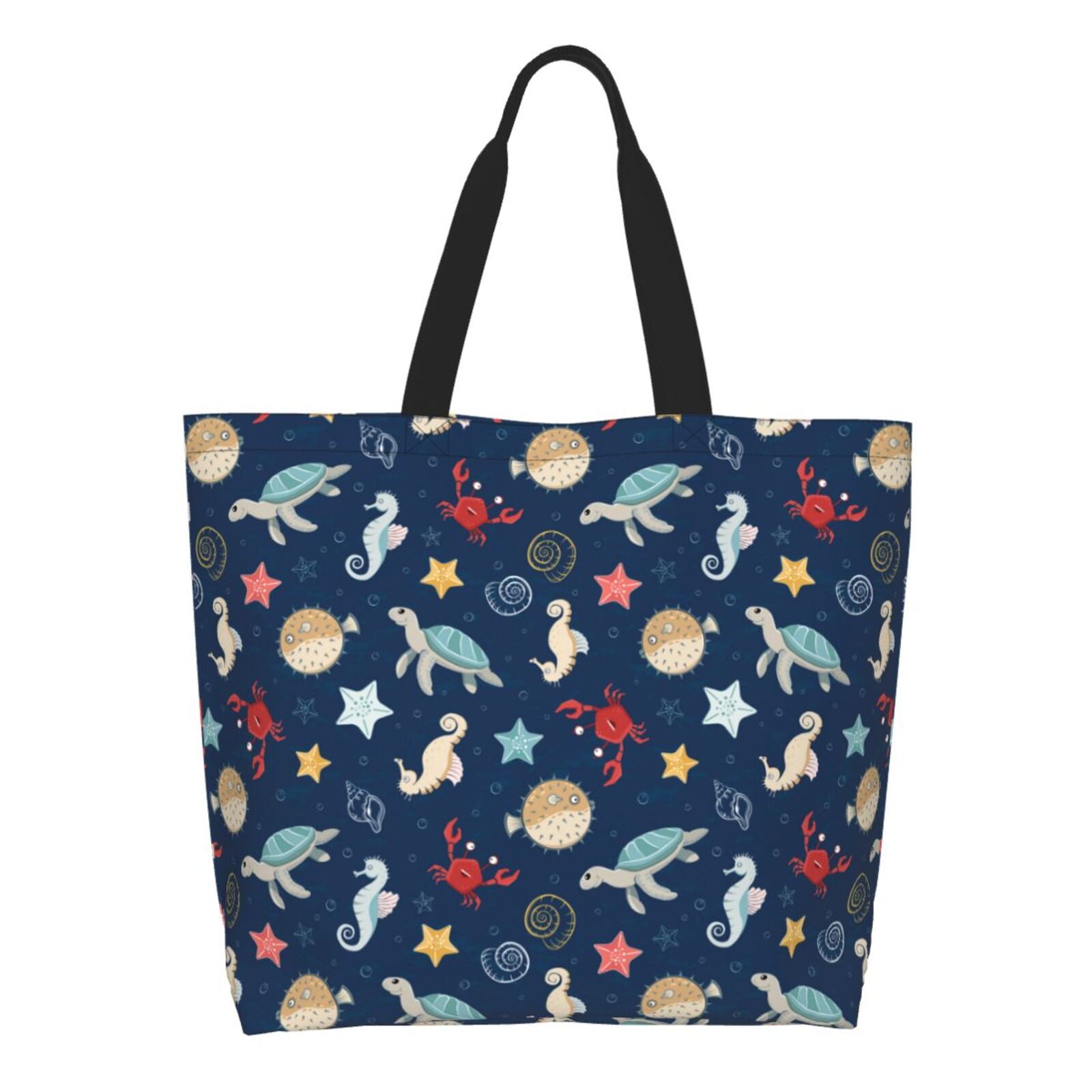 Xecao Sea Creatures for Tote Bag for Women, Tote Shoulder Bag with a littlw pocket and Handbag ...