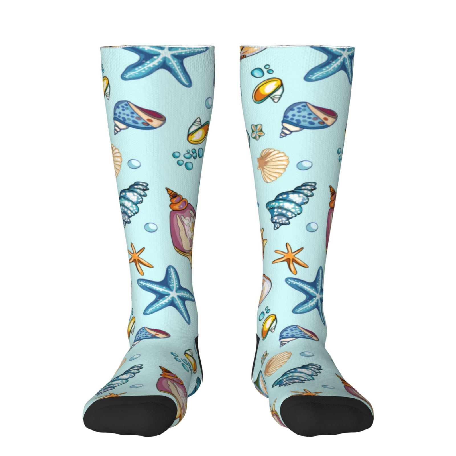 Xecao Sea Shells 2 print thigh-high socks, crafted for both men and ...