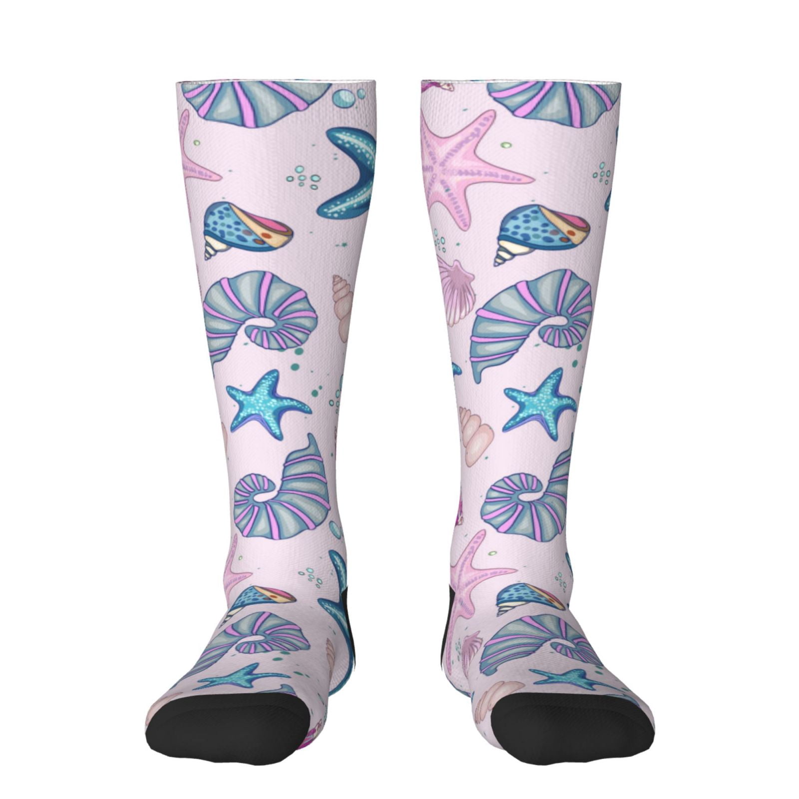 Xecao Sea Shells 3 print thigh-high socks, crafted for both men and ...