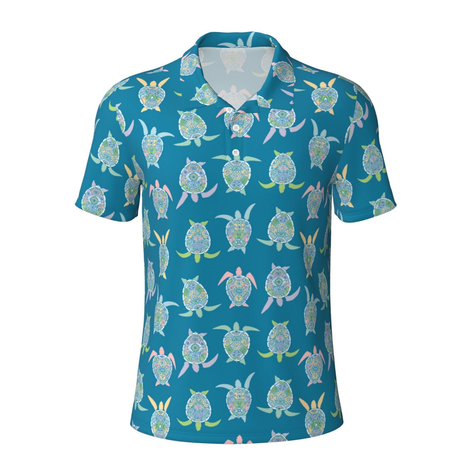 Xecao Sea Turtle for Mens' Casual Short Sleeve Button-Down Polo Shirts ...