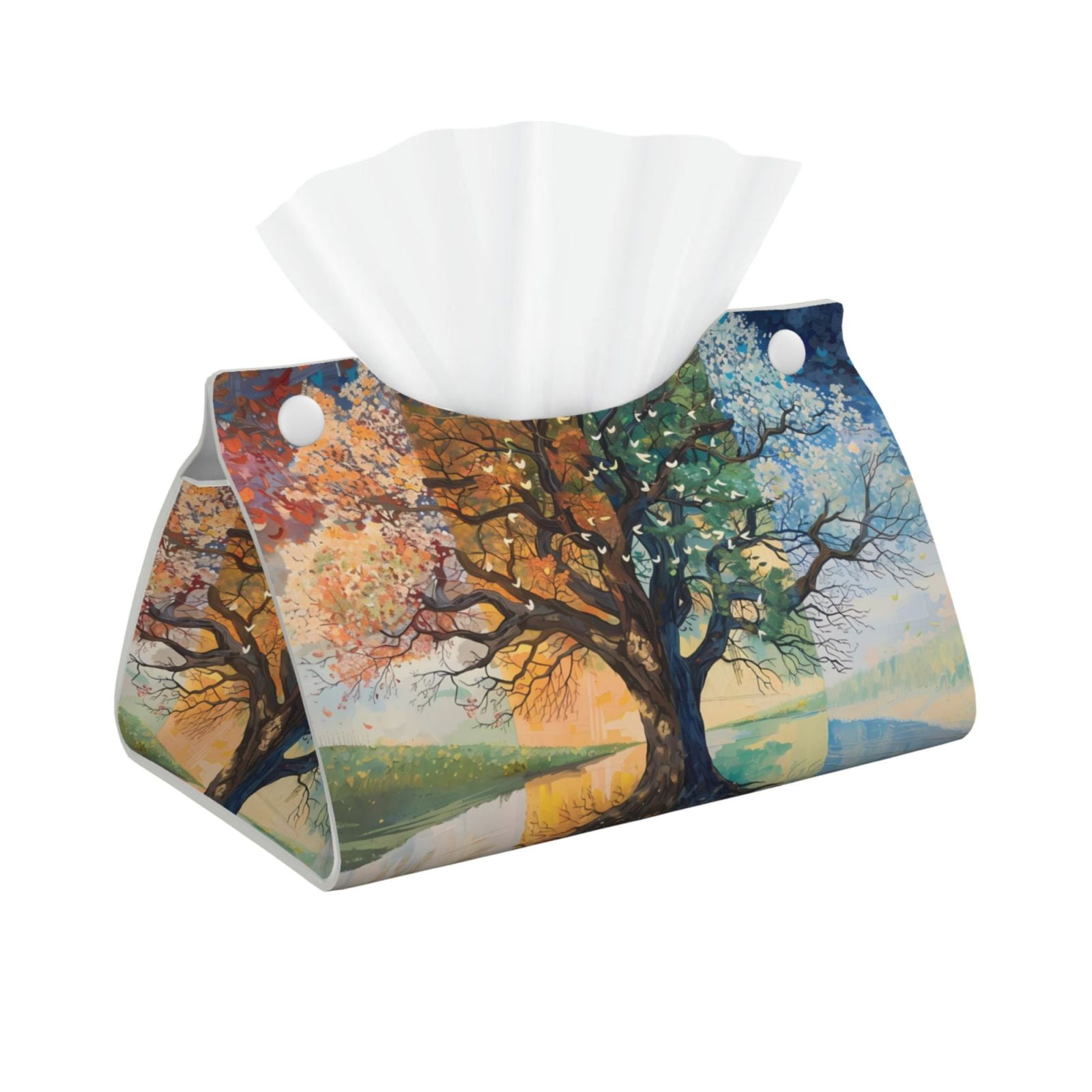 Xecao Seasonal Tree Reflection Print Tissue Box Cover,Modern PVC ...