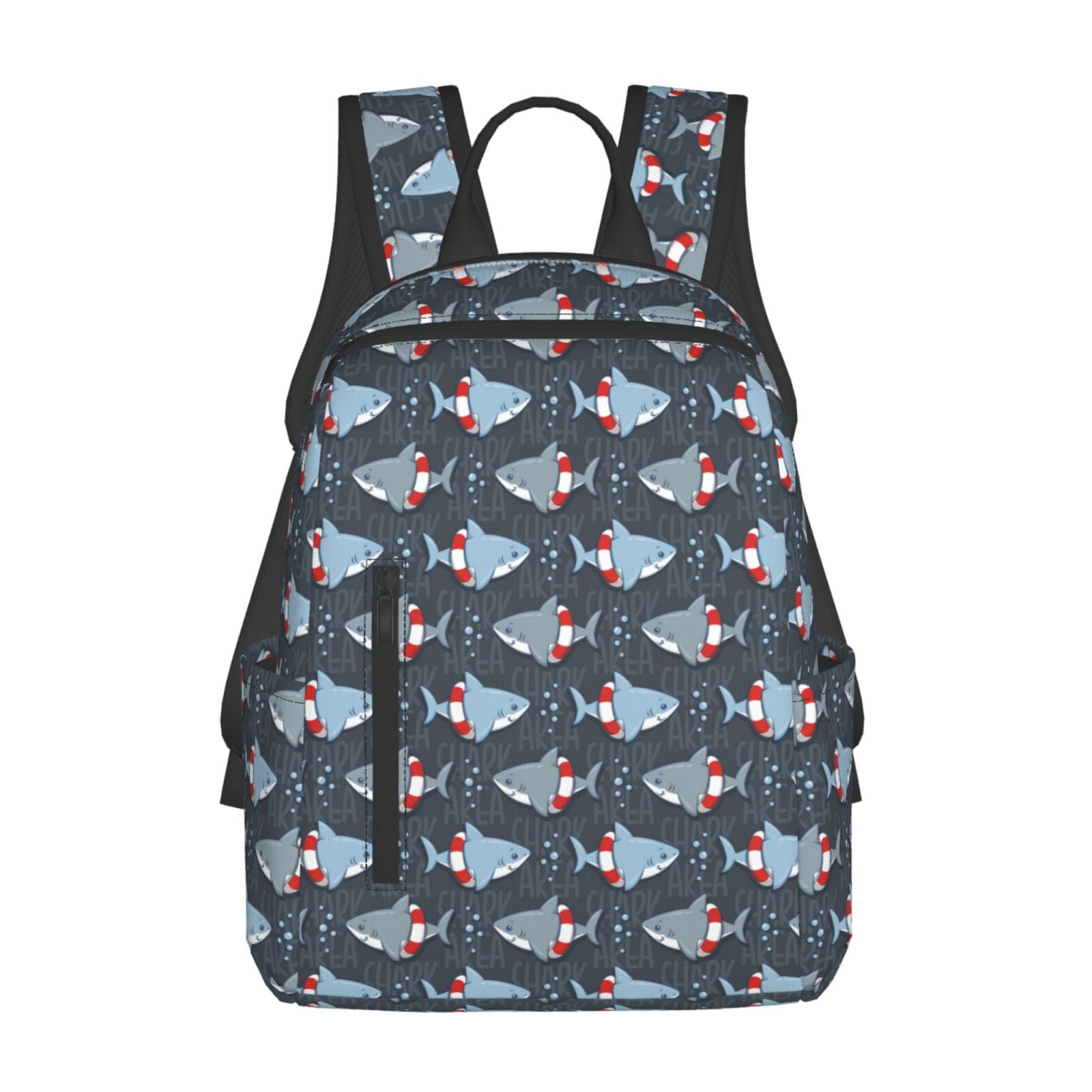 Xecao Shark Wearing Swim Ring print Backpack For women men Aesthetic ...