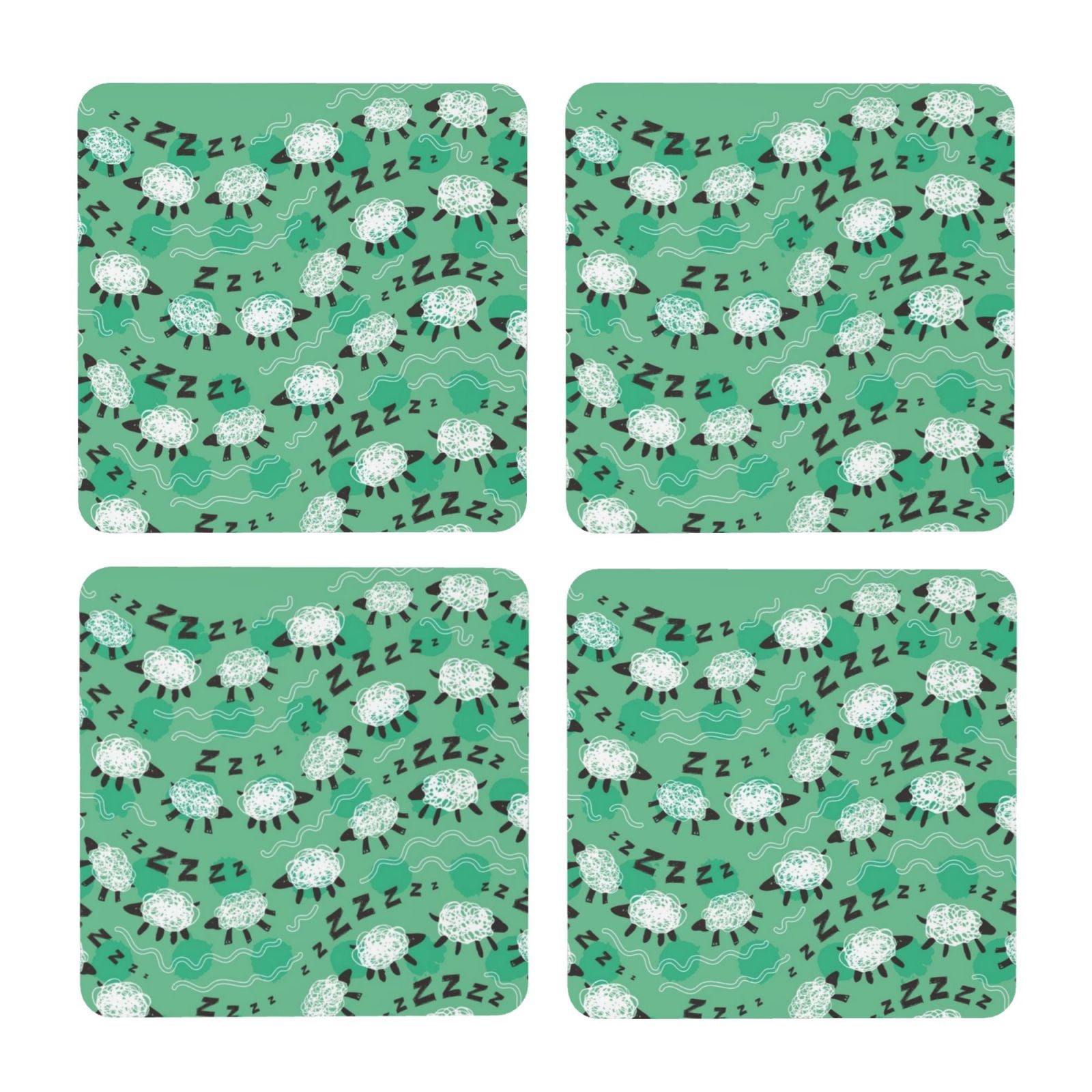Xecao Sheep Zzz for MDF Cork Coaster 4 Pcs,Drink Coasters,Suit for ...
